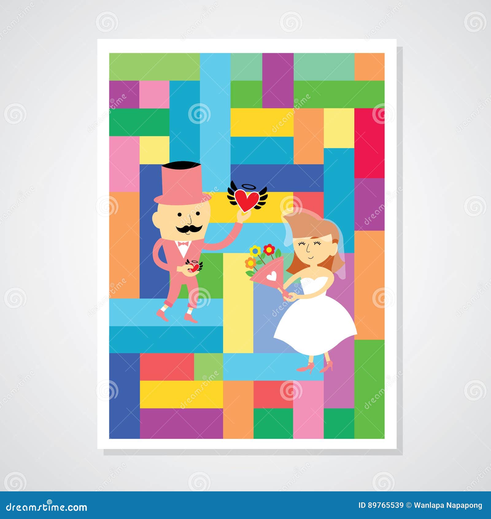 Wedding invitation card stock vector. Illustration of colourful - 89765539