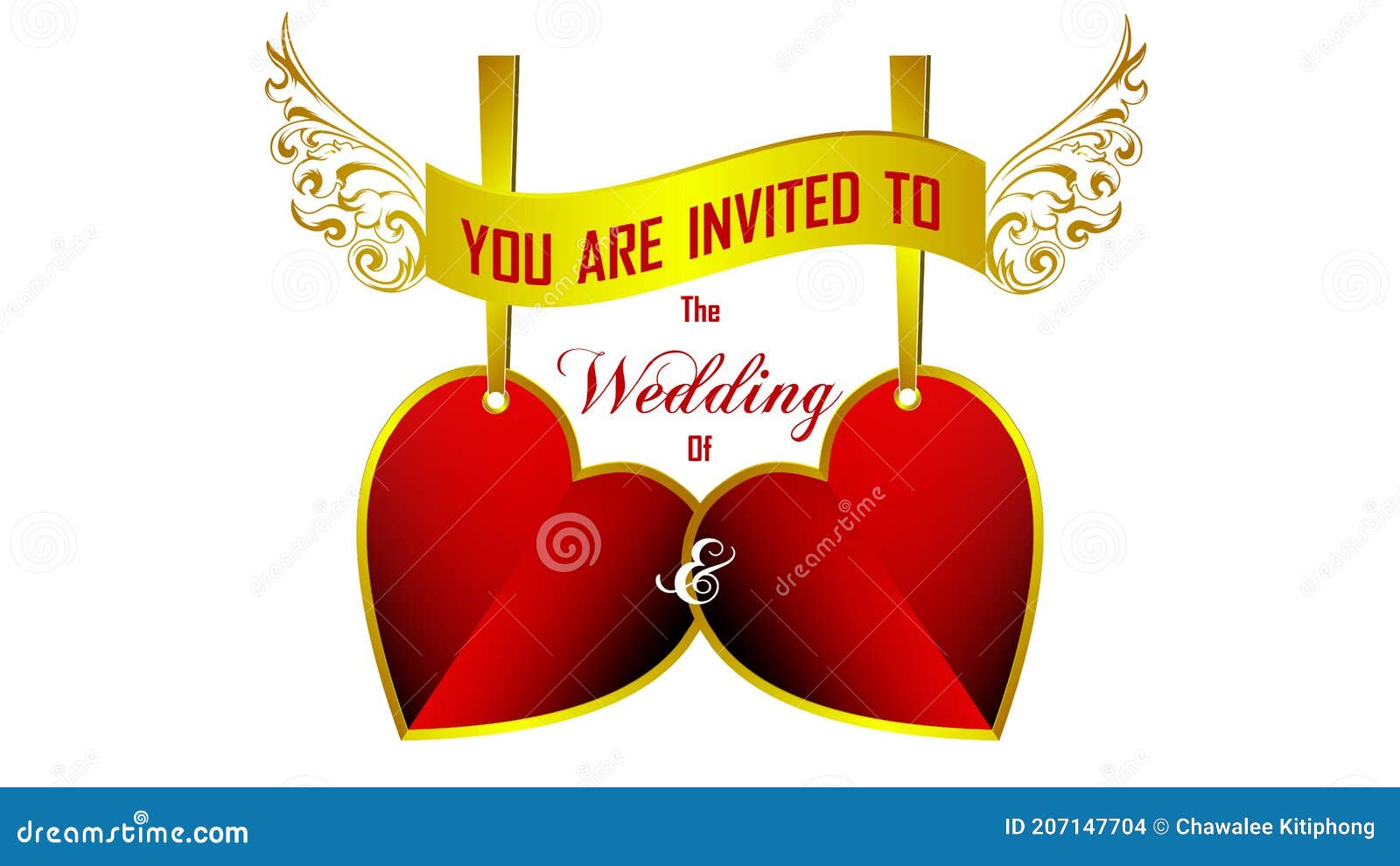 Wedding Invitation Card, Couple of Heart on White Background Stock ...