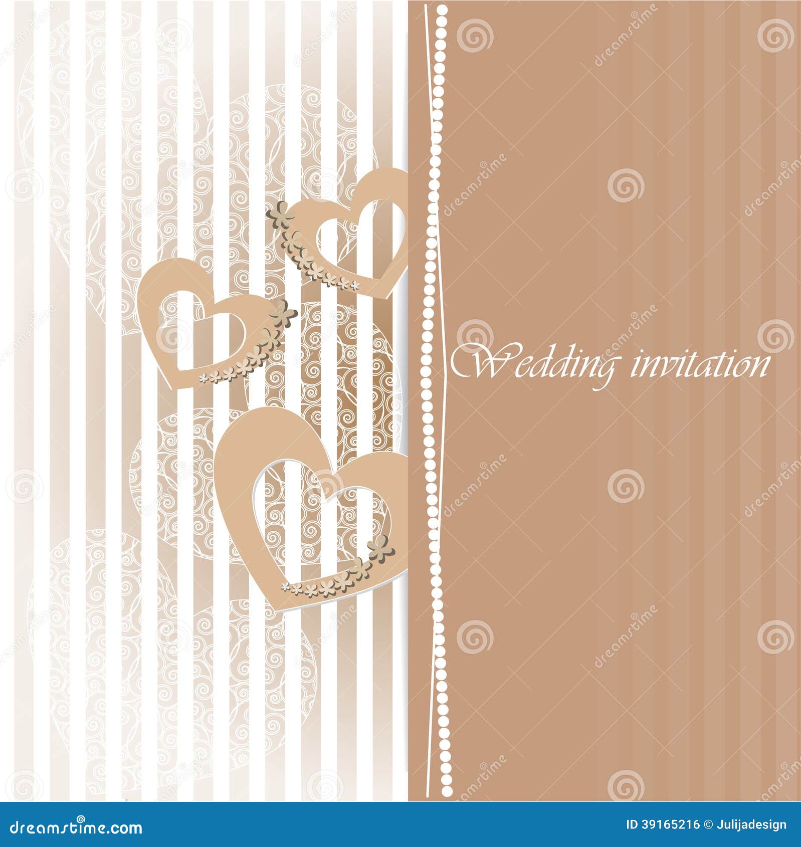 Wedding Invitation Card with Decorative Hearts. Stock Vector ...