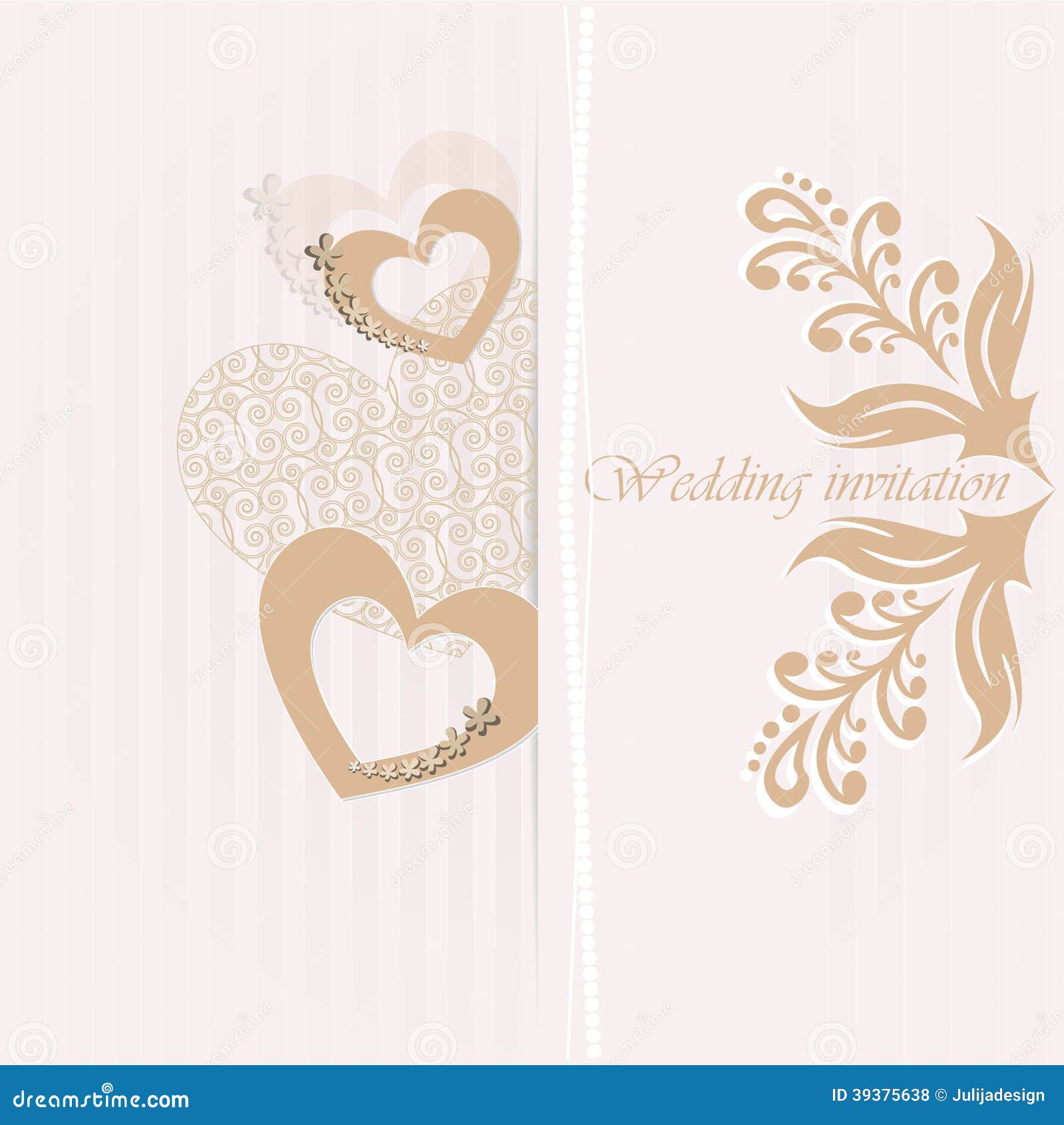 Wedding Invitation Card with Decorative Hearts. Stock Vector ...