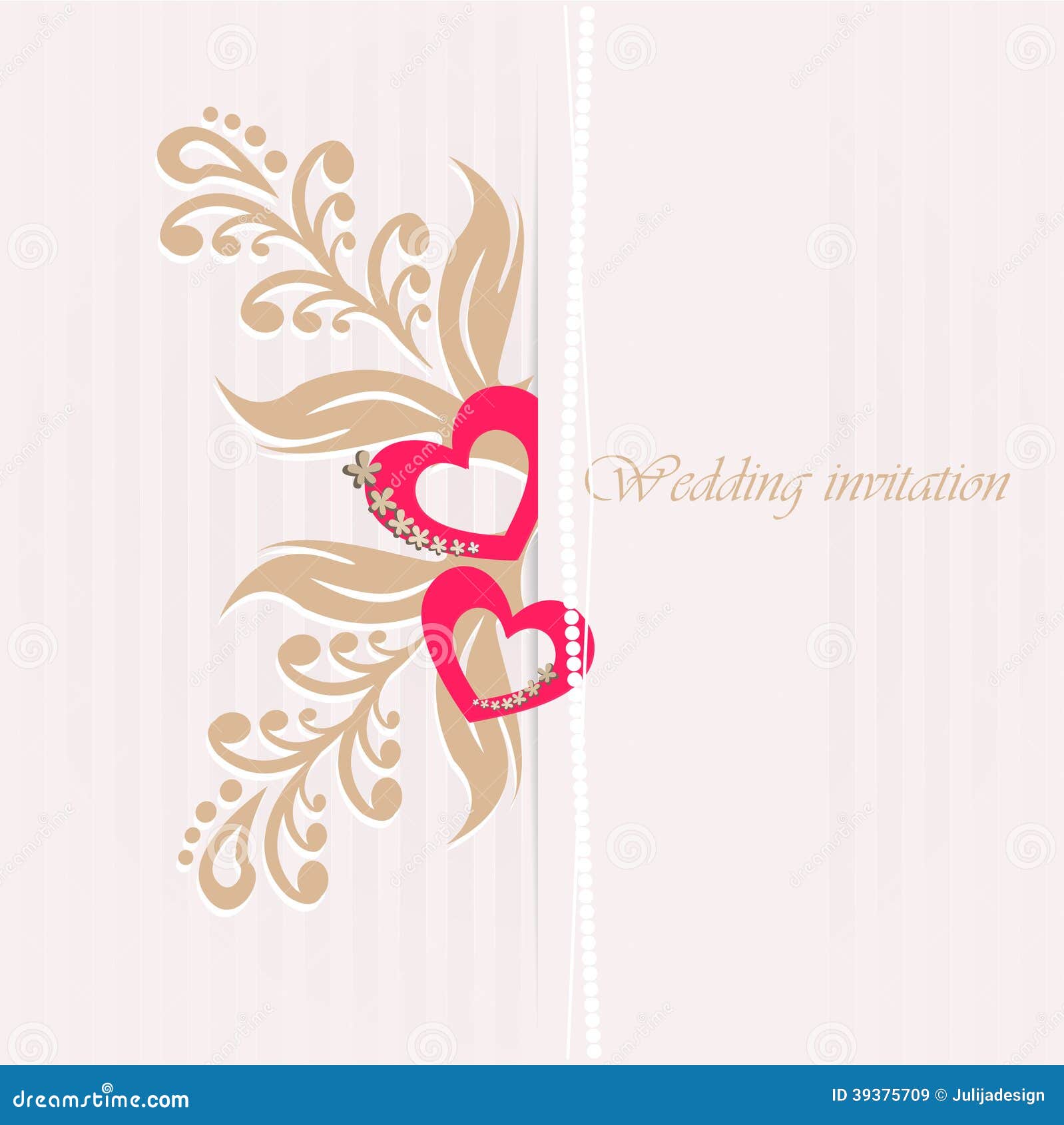 Wedding Invitation Card with Decorative Hearts. Stock Vector ...