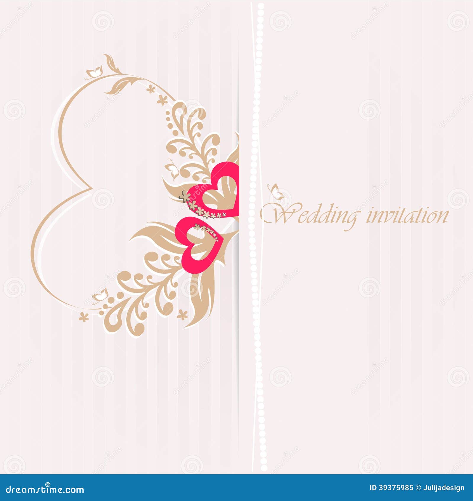 Wedding Invitation Card with Decorative Hearts. Stock Vector ...