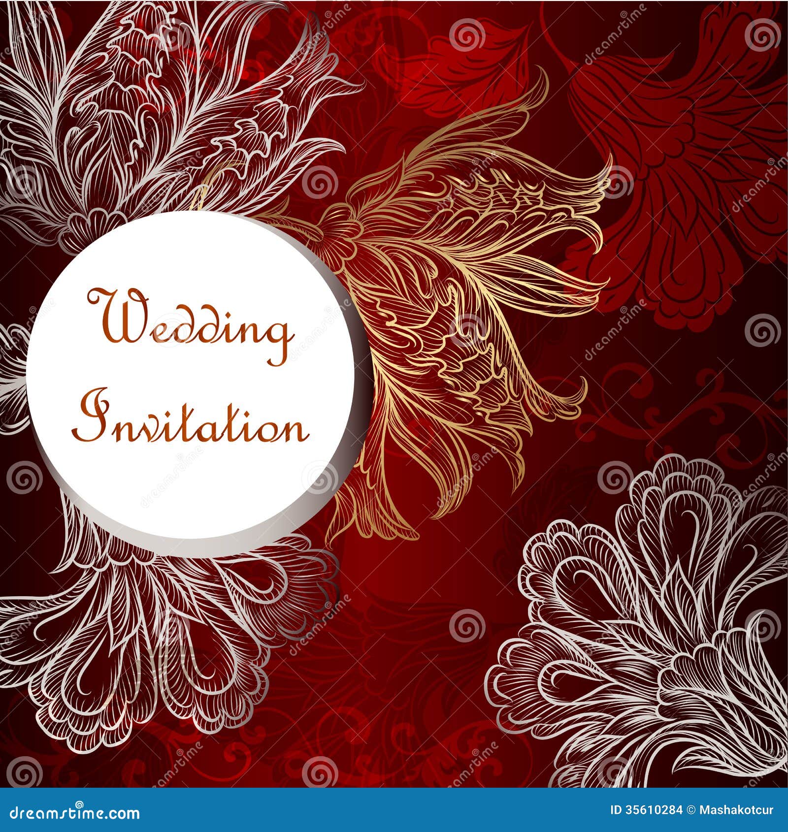Wedding Invitation Card with Floral Elements Stock Vector ...