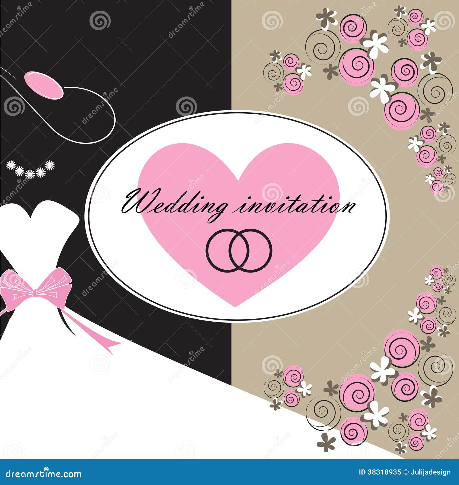 Wedding Invitation Card with Floral Elements Stock Vector ...