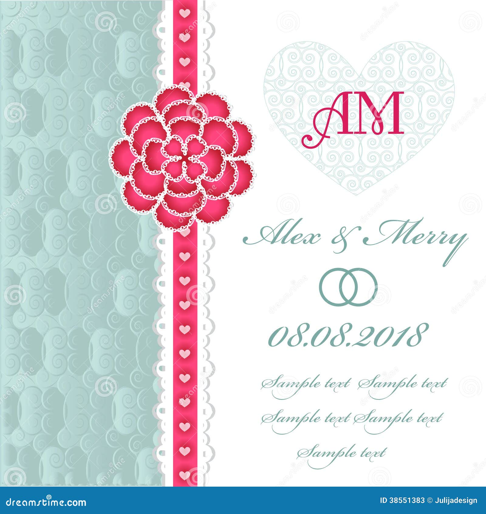 Wedding Invitation Card with Floral Elements. Stock Vector ...