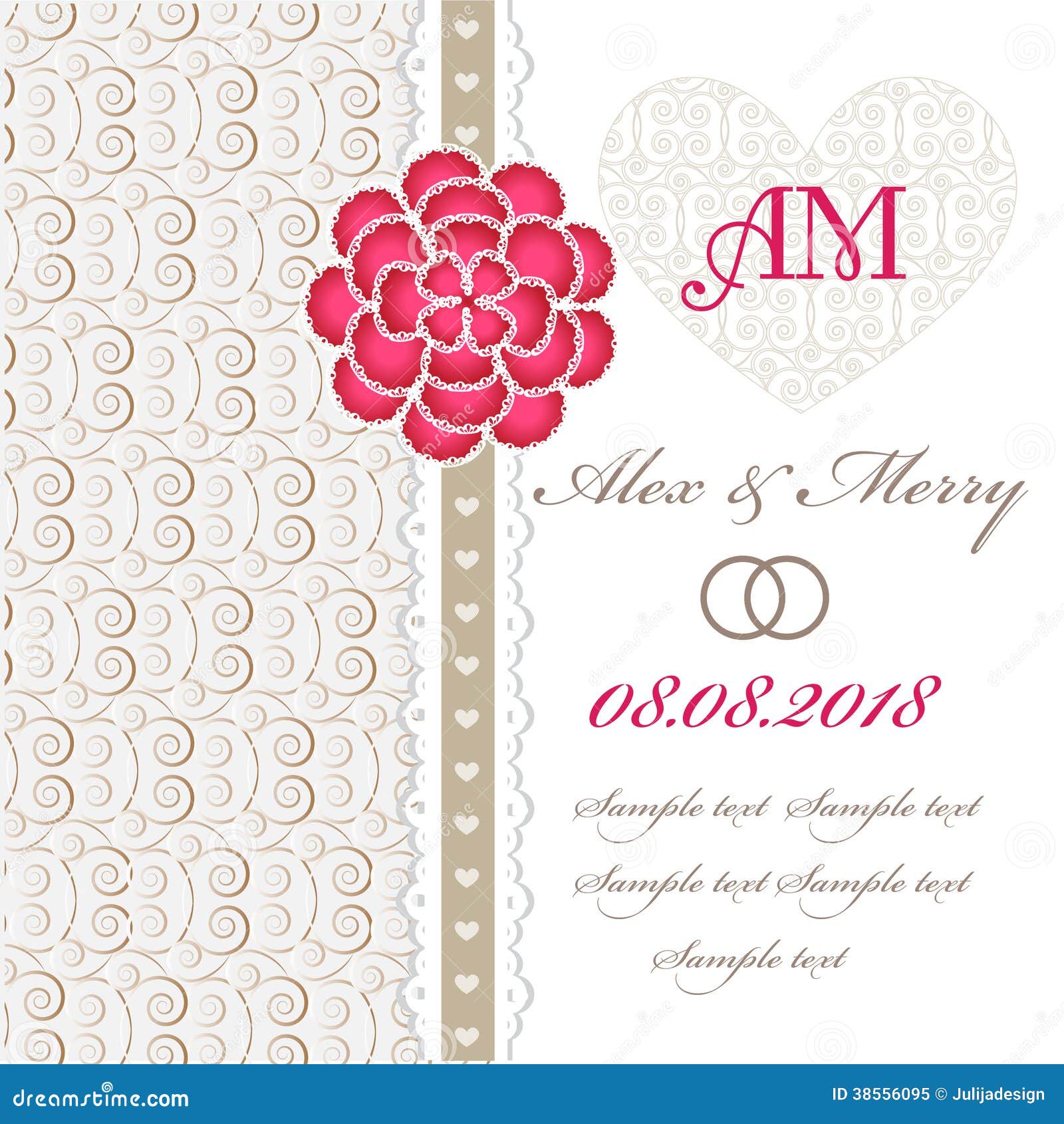 Wedding Invitation Card with Floral Elements. Stock Vector ...