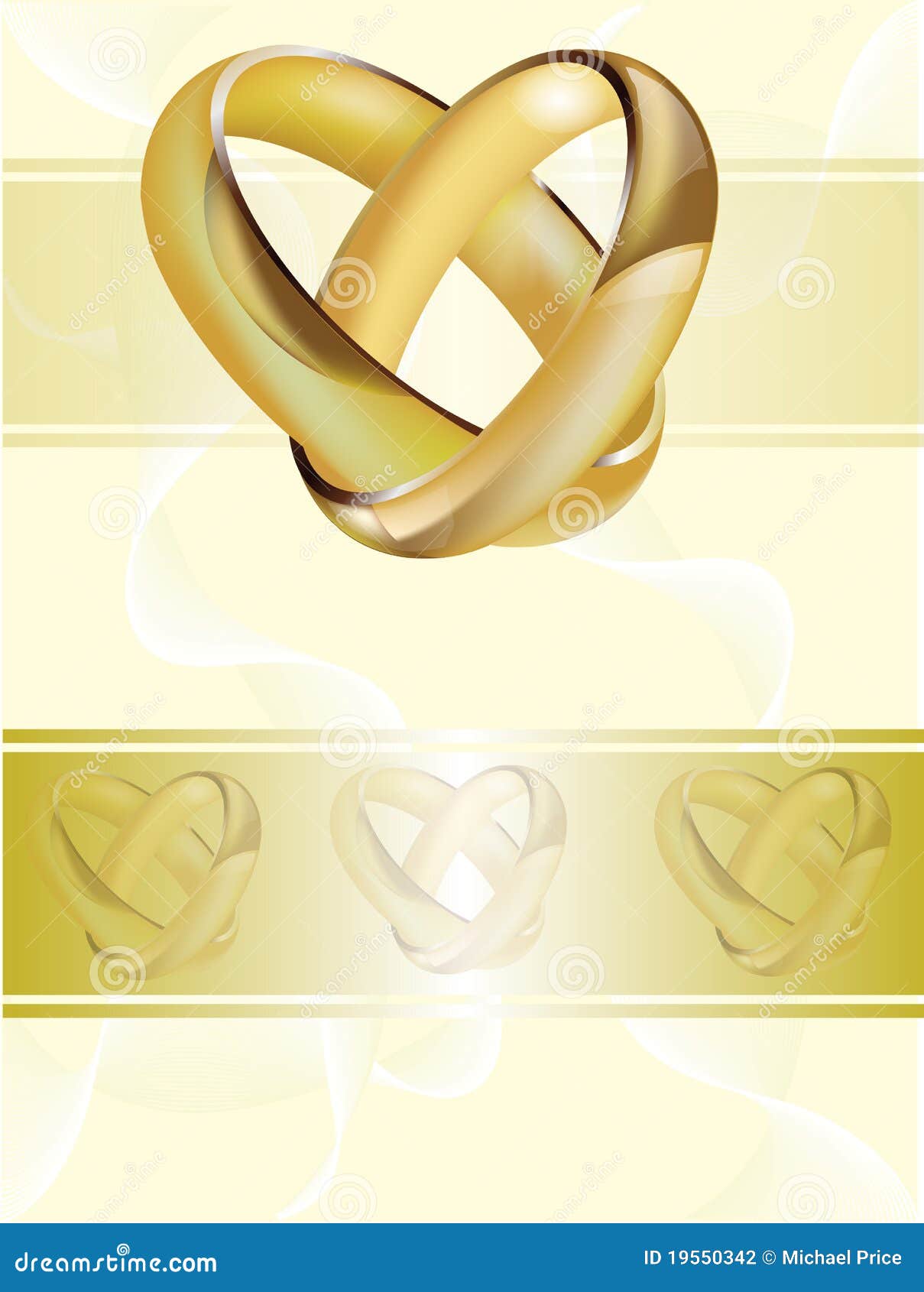 A Wedding Invitation Card with Gold Rings Stock Vector - Illustration ...