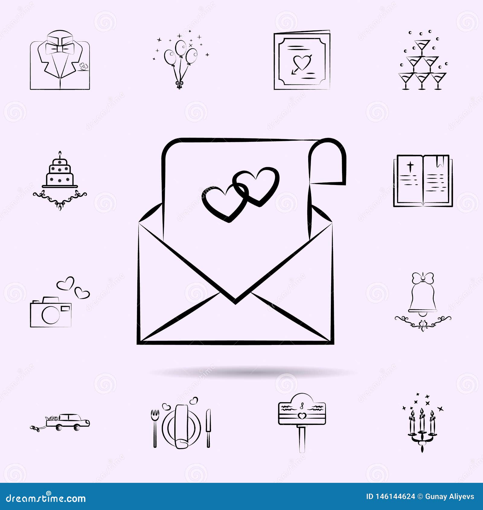 Wedding Invitation Card Icon. Universal Set of Wedding for Website ...