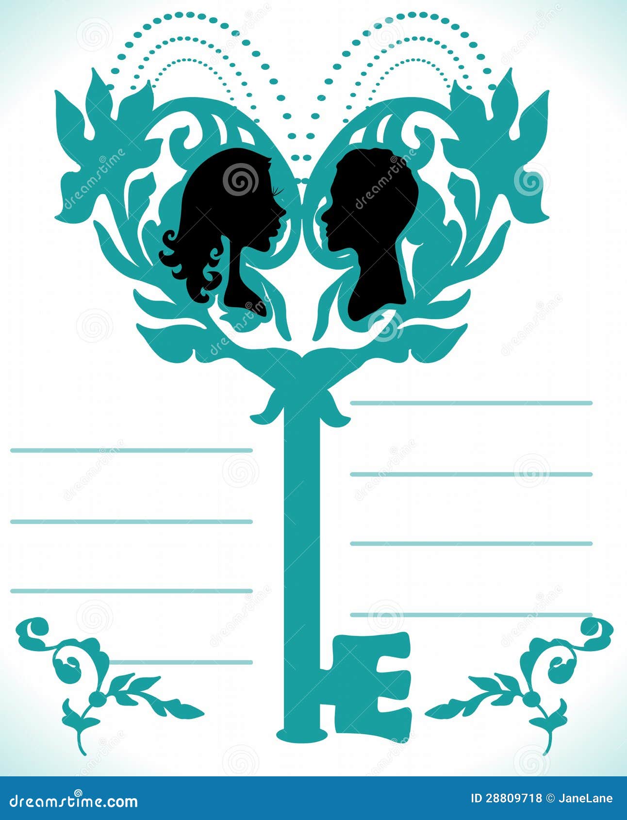 Wedding Invitation Card with Key Stock Vector - Illustration of message ...