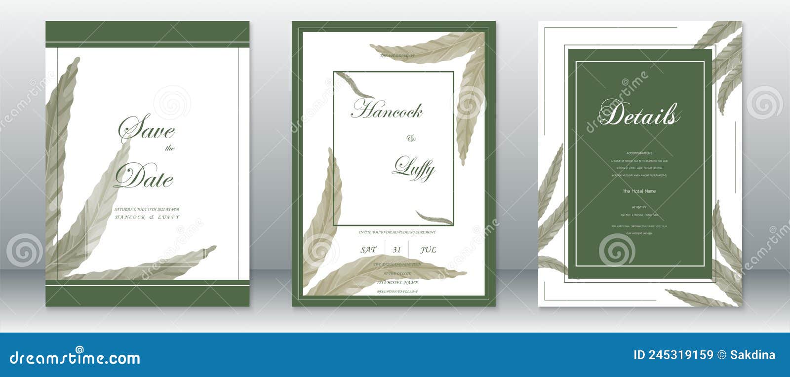 Wedding Invitation Card Nature Design Stock Vector - Illustration of ...