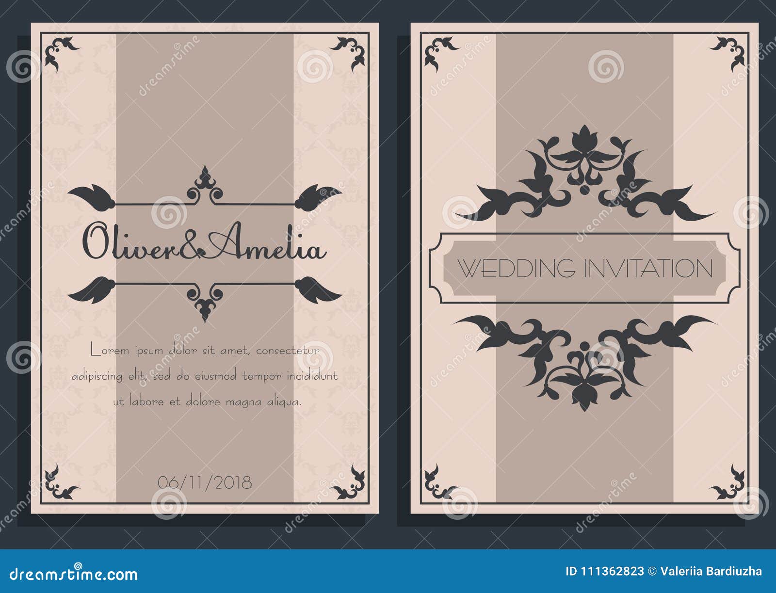 Wedding Invitation Card with Ornament Decor. Stock Vector ...