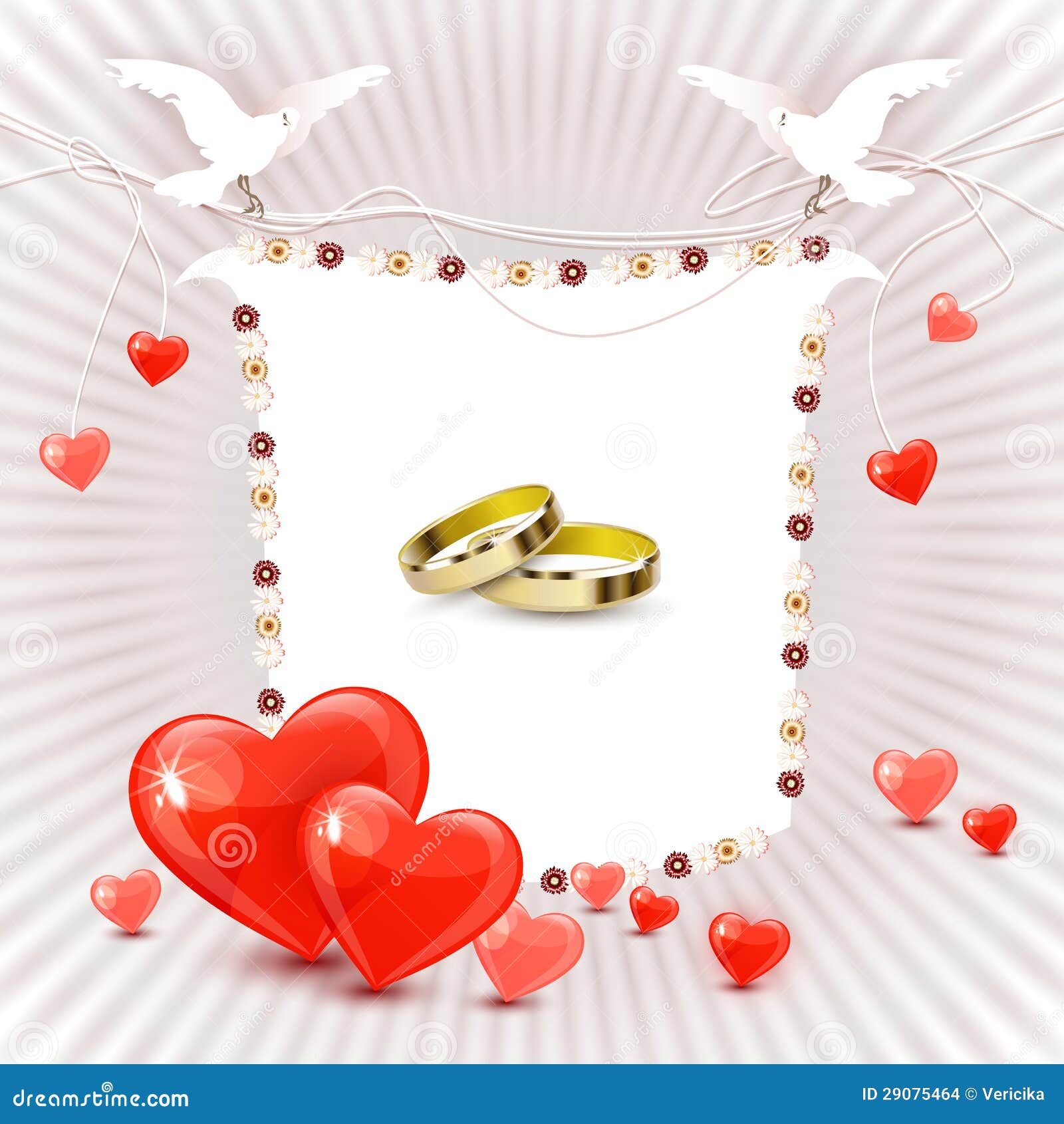 Wedding Invitation Card with Rings Stock Vector - Illustration of ...