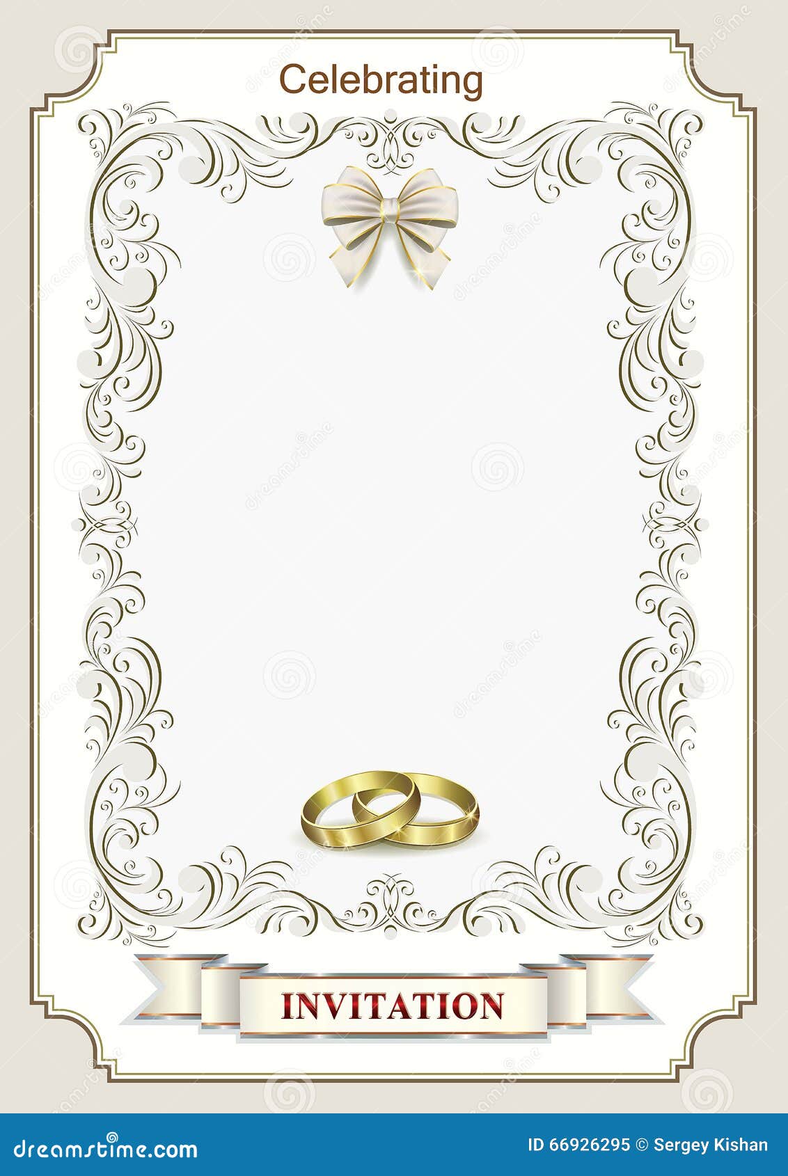 Wedding Invitation Card with Rings Stock Vector - Illustration of ...