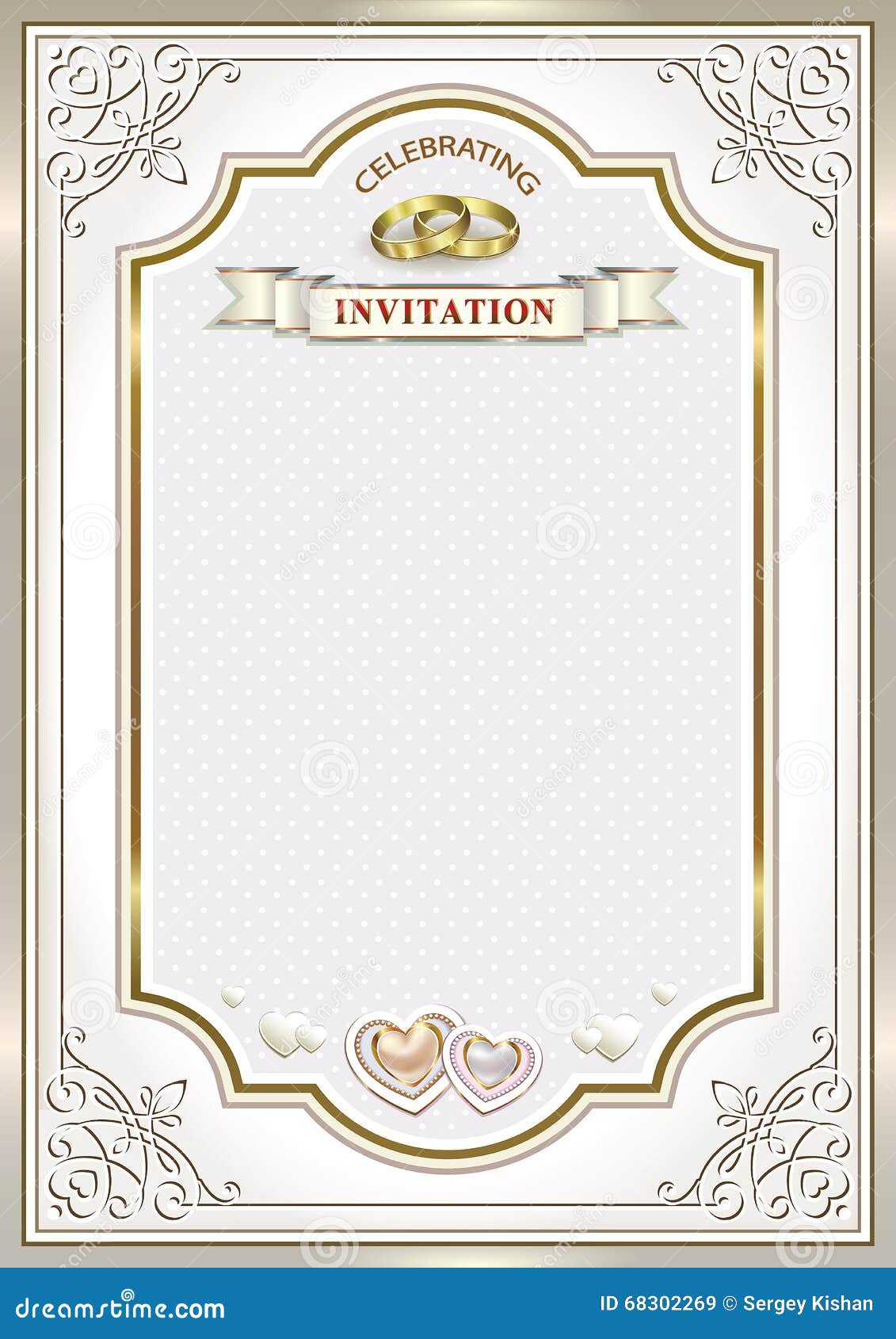 Wedding Invitation Card with Rings Stock Vector - Illustration of card ...