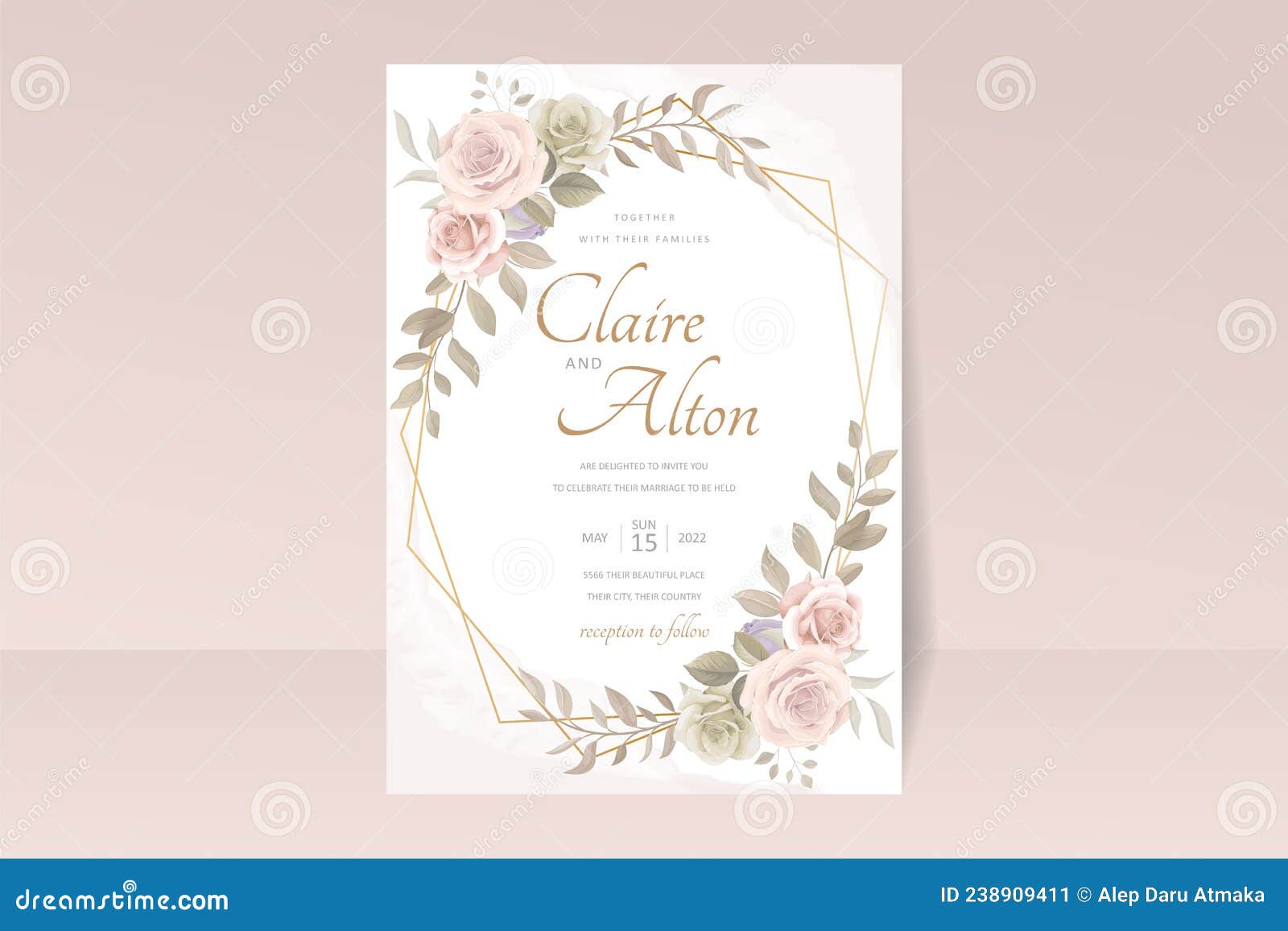 Wedding Invitation Card Template with Floral Design Stock Vector ...