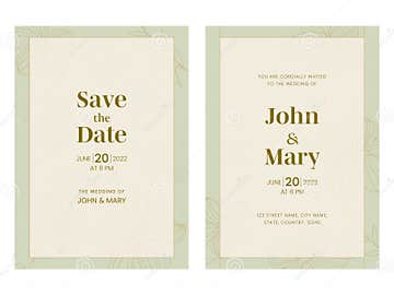 Wedding Invitation Card Template Layout in Front and Back Stock ...