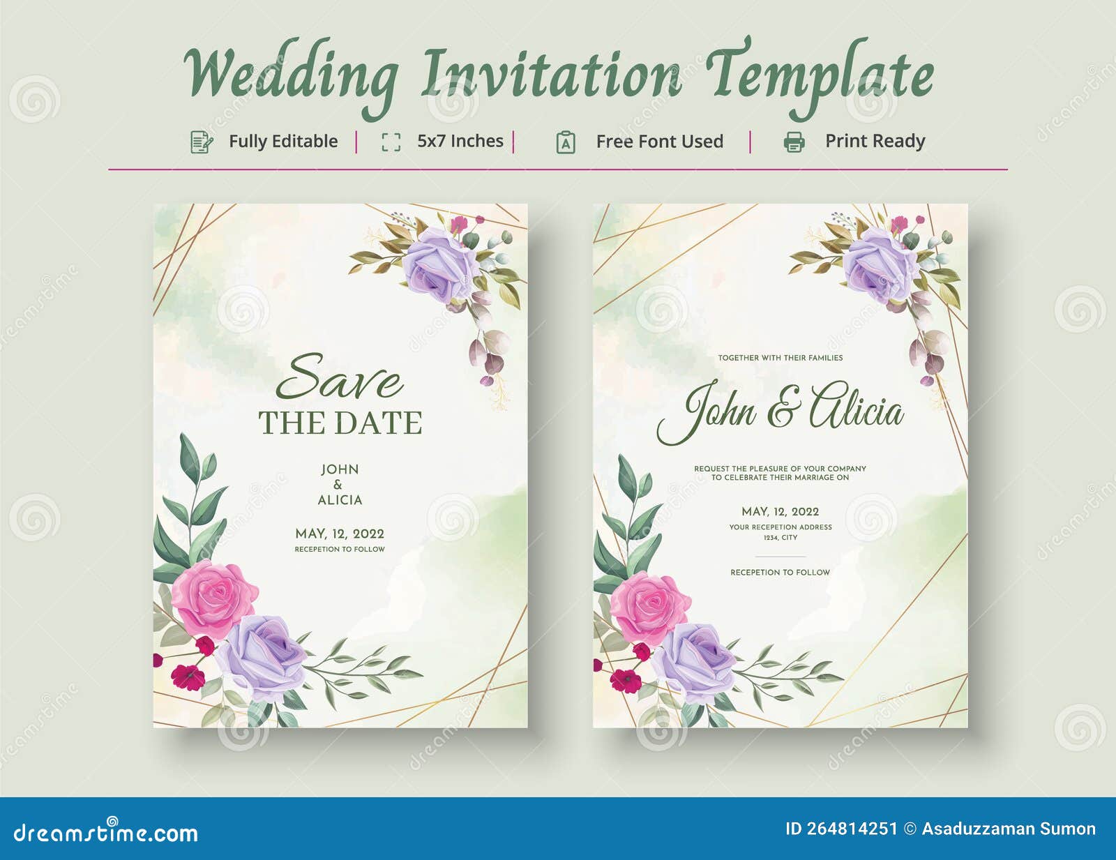 Wedding Invitation Card Template, Invitation Card Poster Stock Vector ...