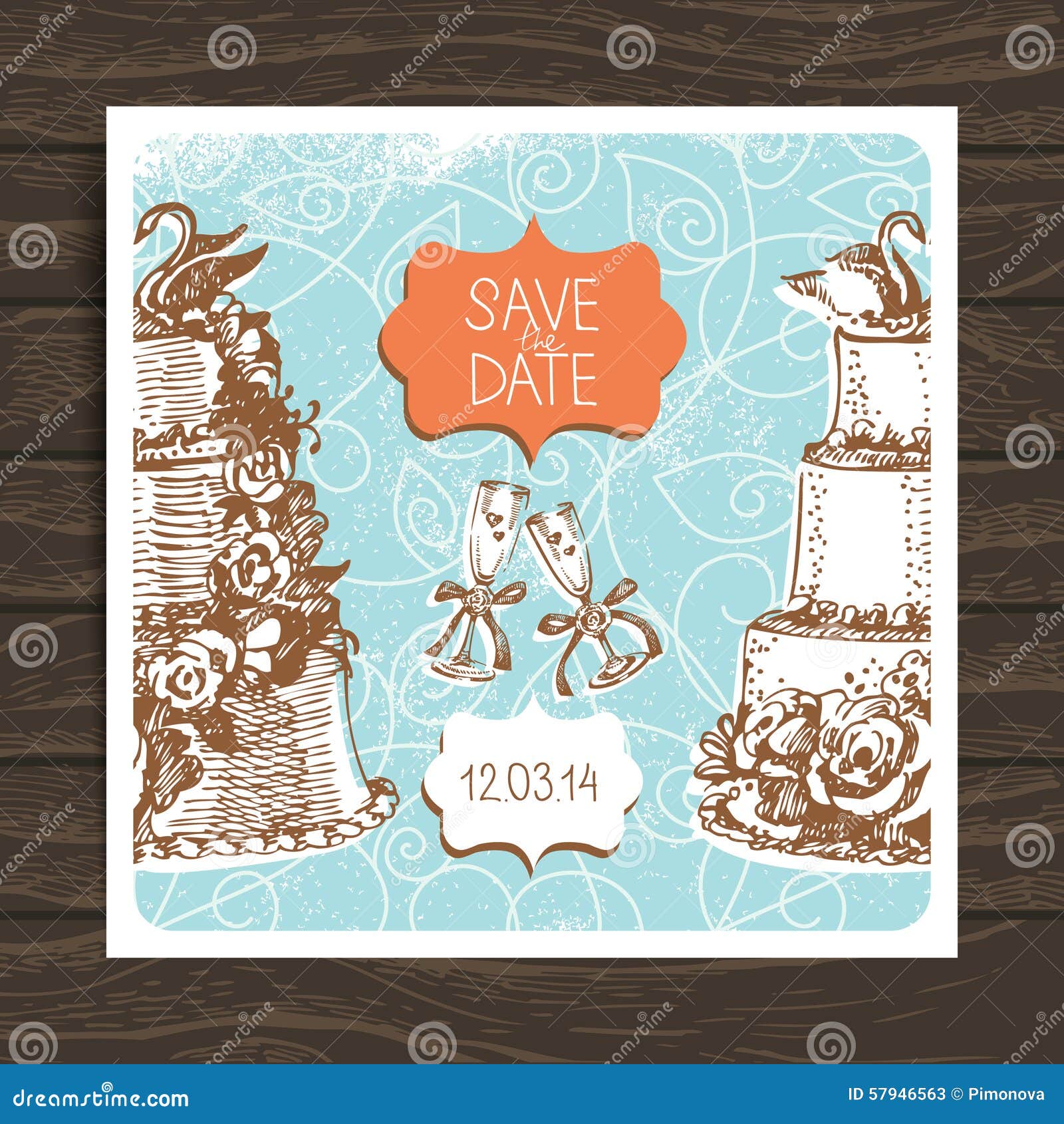 Wedding Invitation Card Cartoon Vector | CartoonDealer.com #57946563
