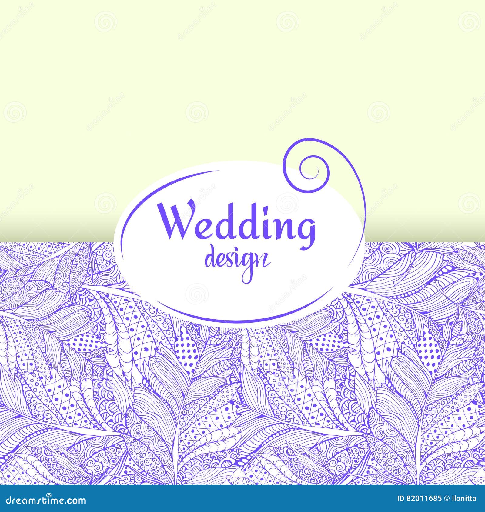 Wedding Invitation Card with White Space and Ornamental Doodle Pattern ...