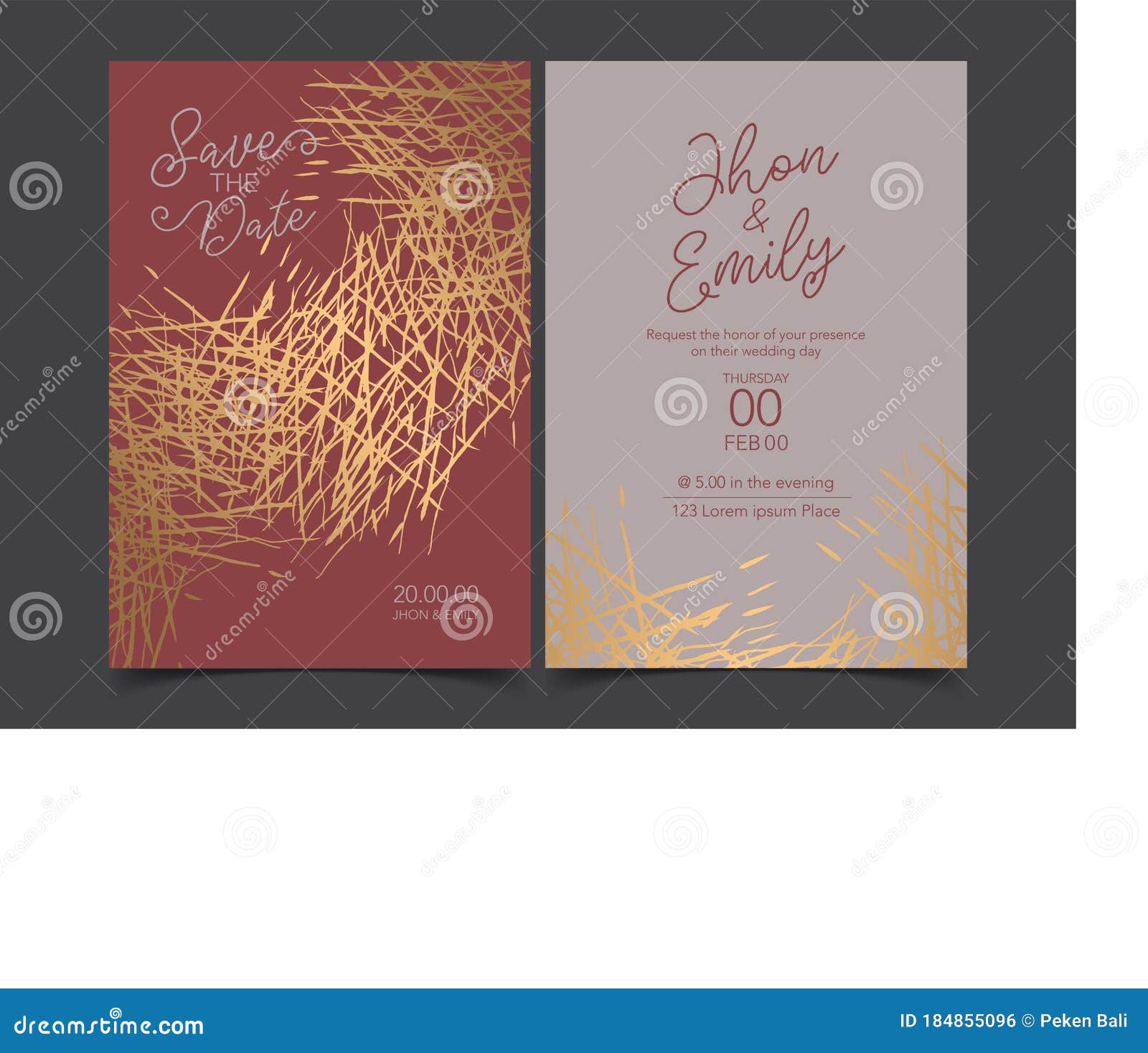 Wedding Invitation Cards Abstract Lines, Vector Stock Vector ...