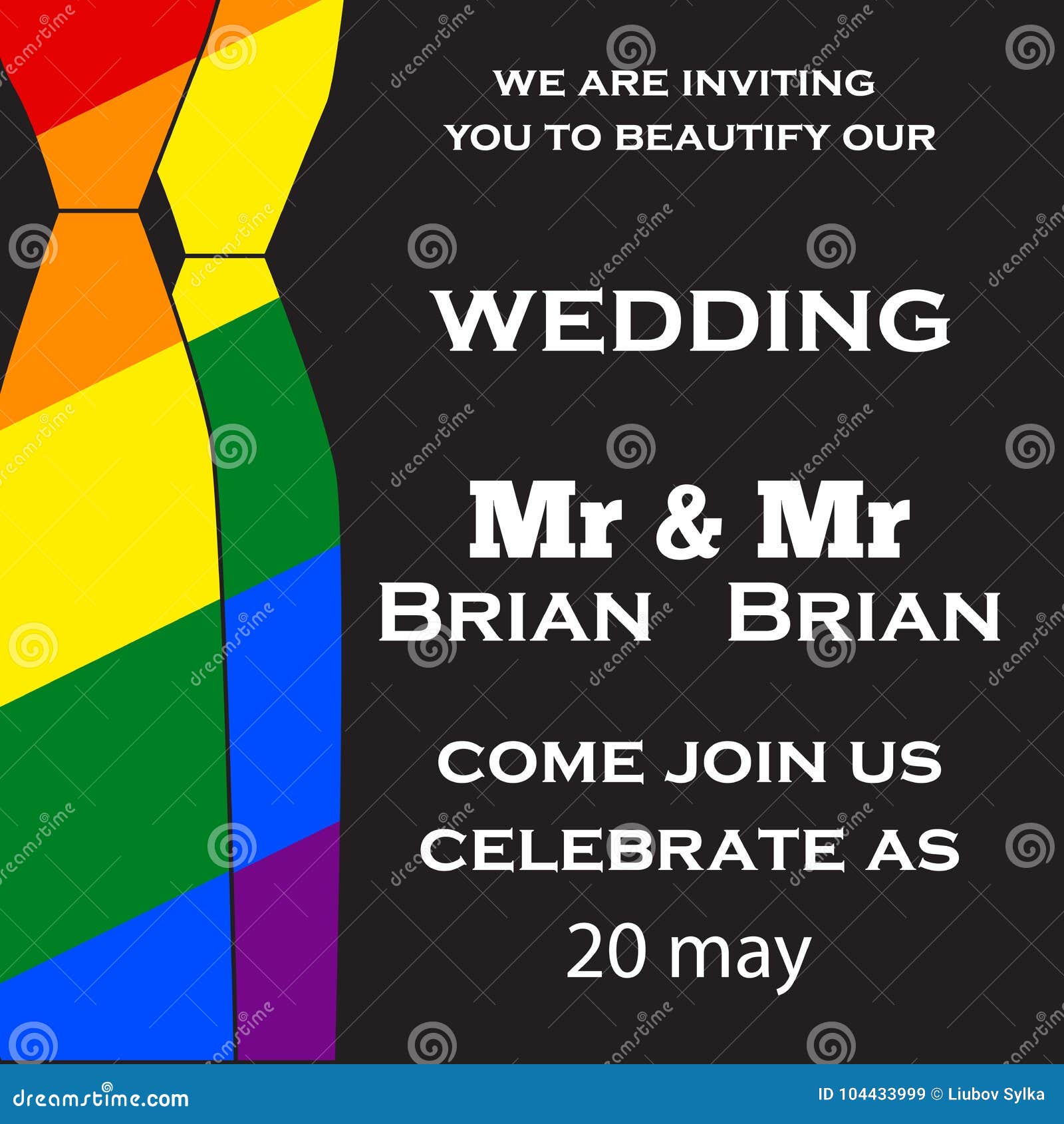 Wedding for Invitation Cards Lgbt Community. Vector Illustration. Stock ...