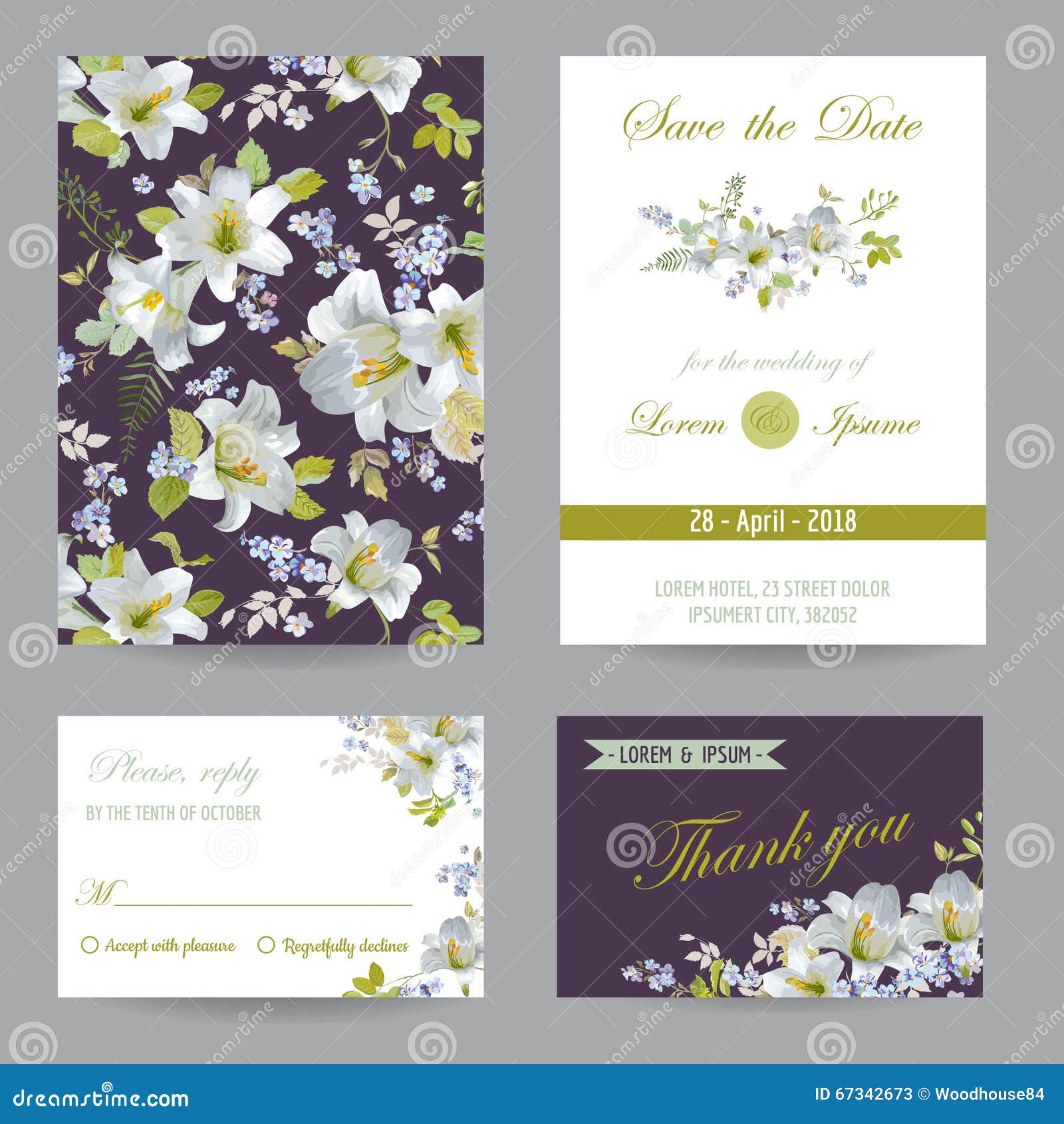 Wedding Invitation or Congratulation Card Set Stock Vector ...