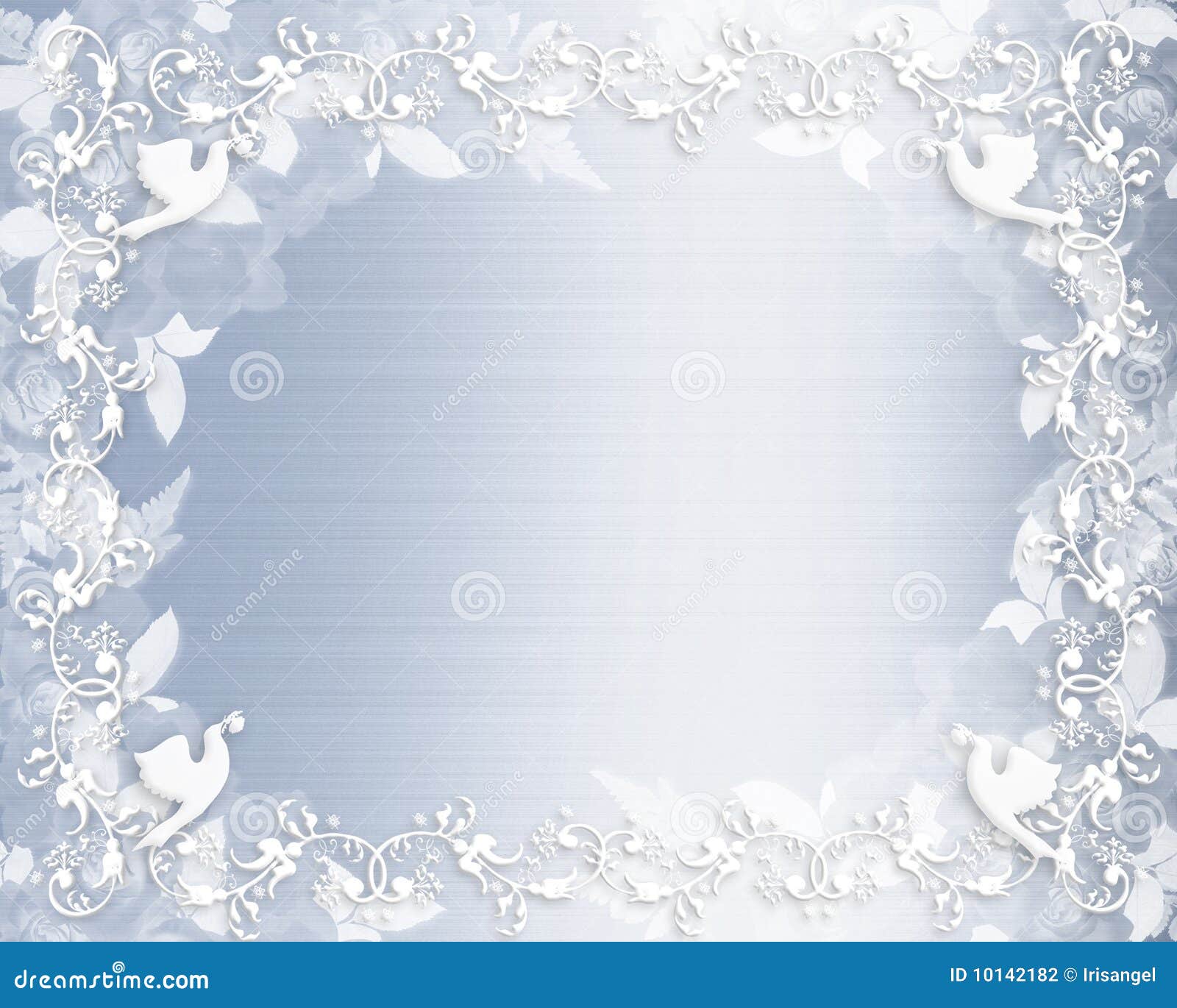 Wedding Invitation Floral Border Blue Satin Stock Illustration ...