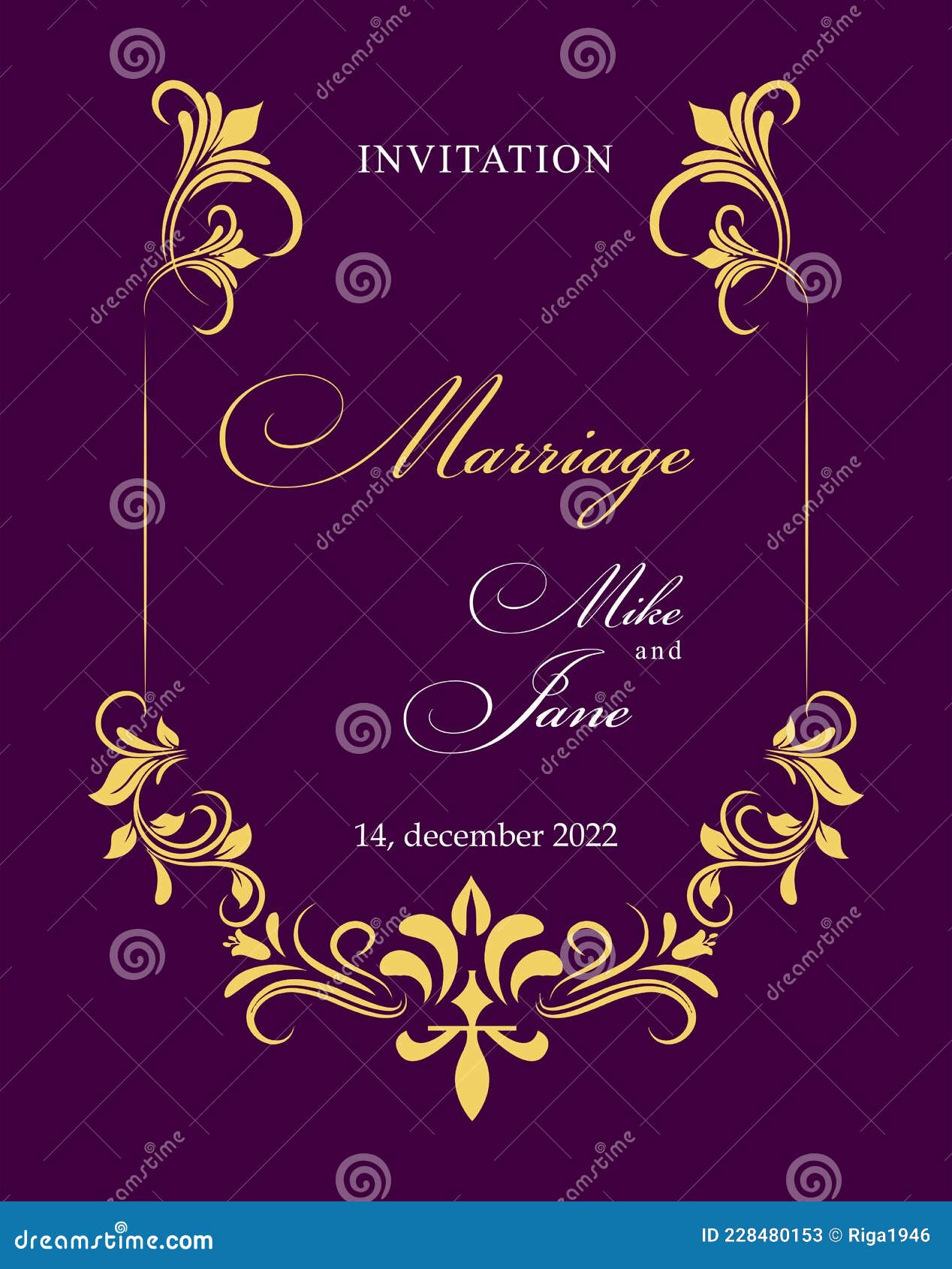 Wedding Invitation Floral Border. Color Vector Stock Vector ...