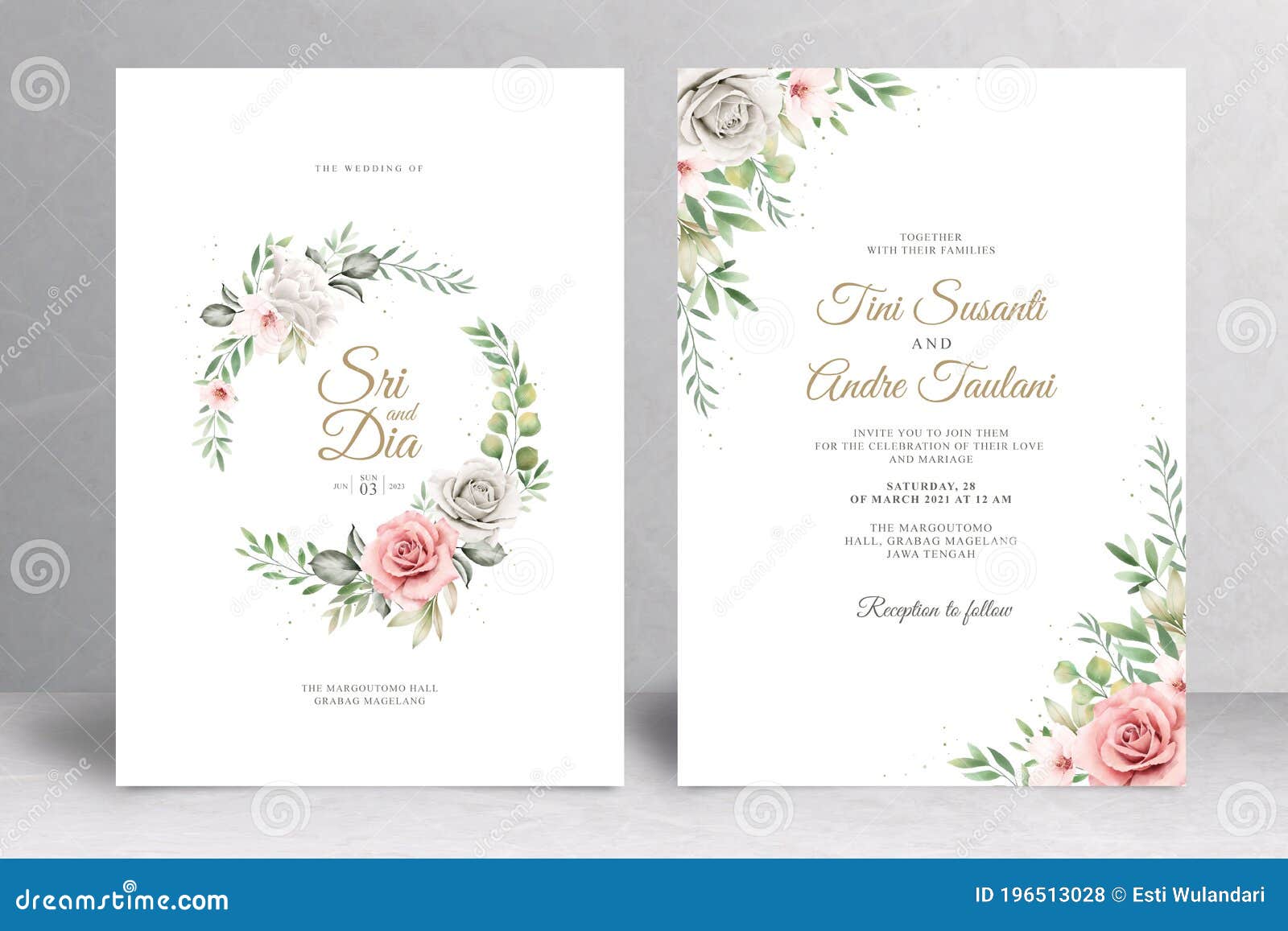 Wedding Invitation Floral Wreath Design Stock Vector - Illustration of ...