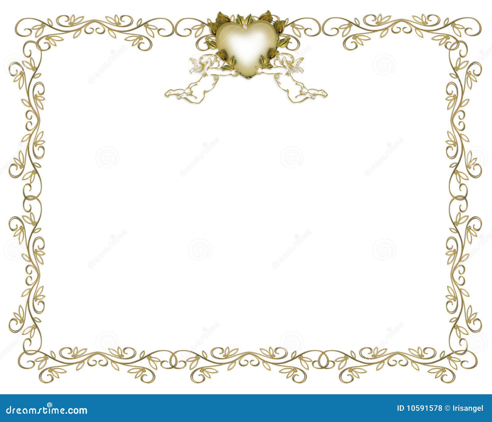 Wedding Invitation Gold Border Angels Stock Illustration - Illustration ...