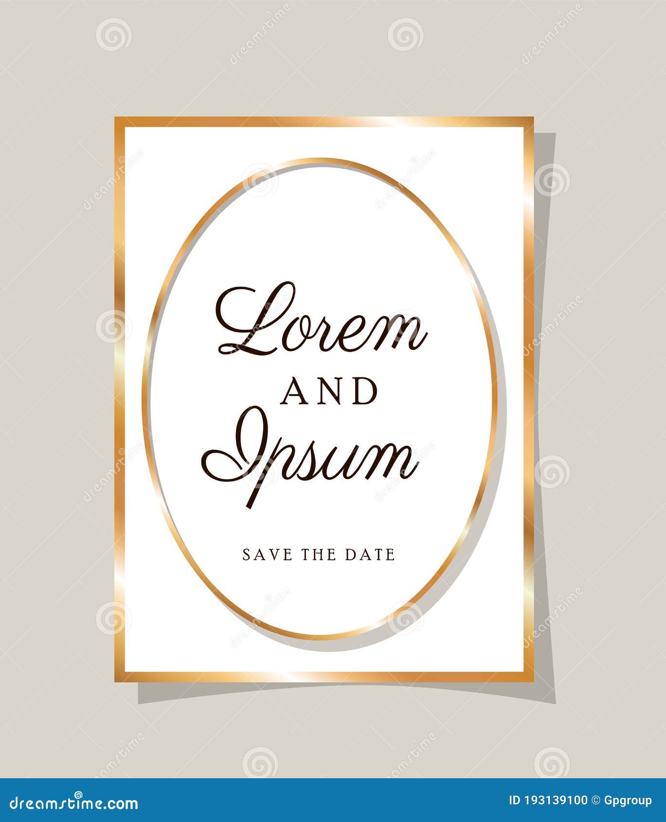 Wedding Invitation with Gold Frame Vector Design Stock Vector ...