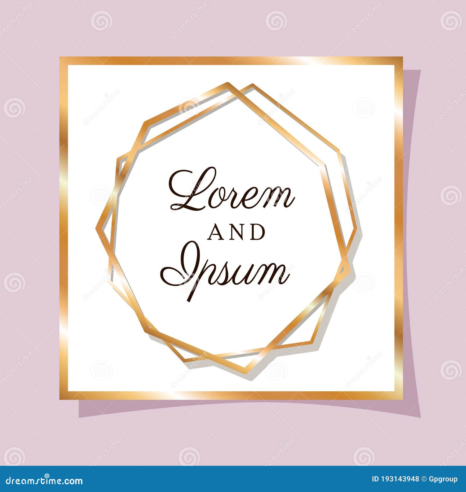 Wedding Invitation with Gold Frame Vector Design Stock Vector ...