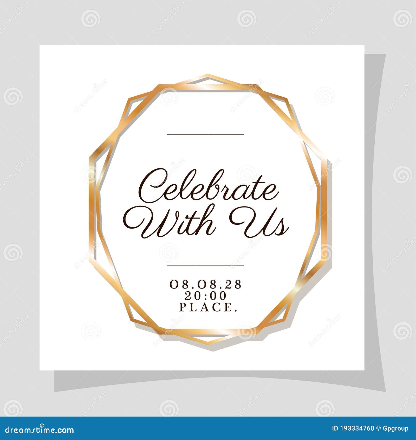 Wedding Invitation with Gold Frame Vector Design Stock Vector ...