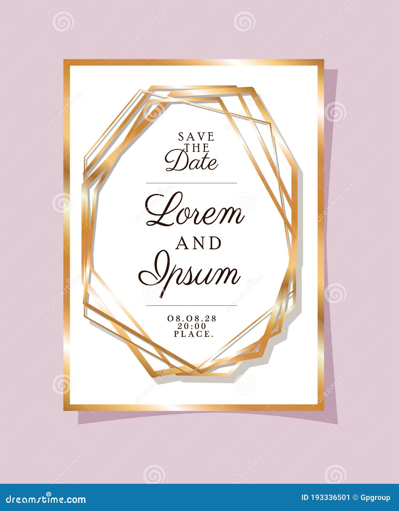 Wedding Invitation with Gold Frame Vector Design Stock Vector ...