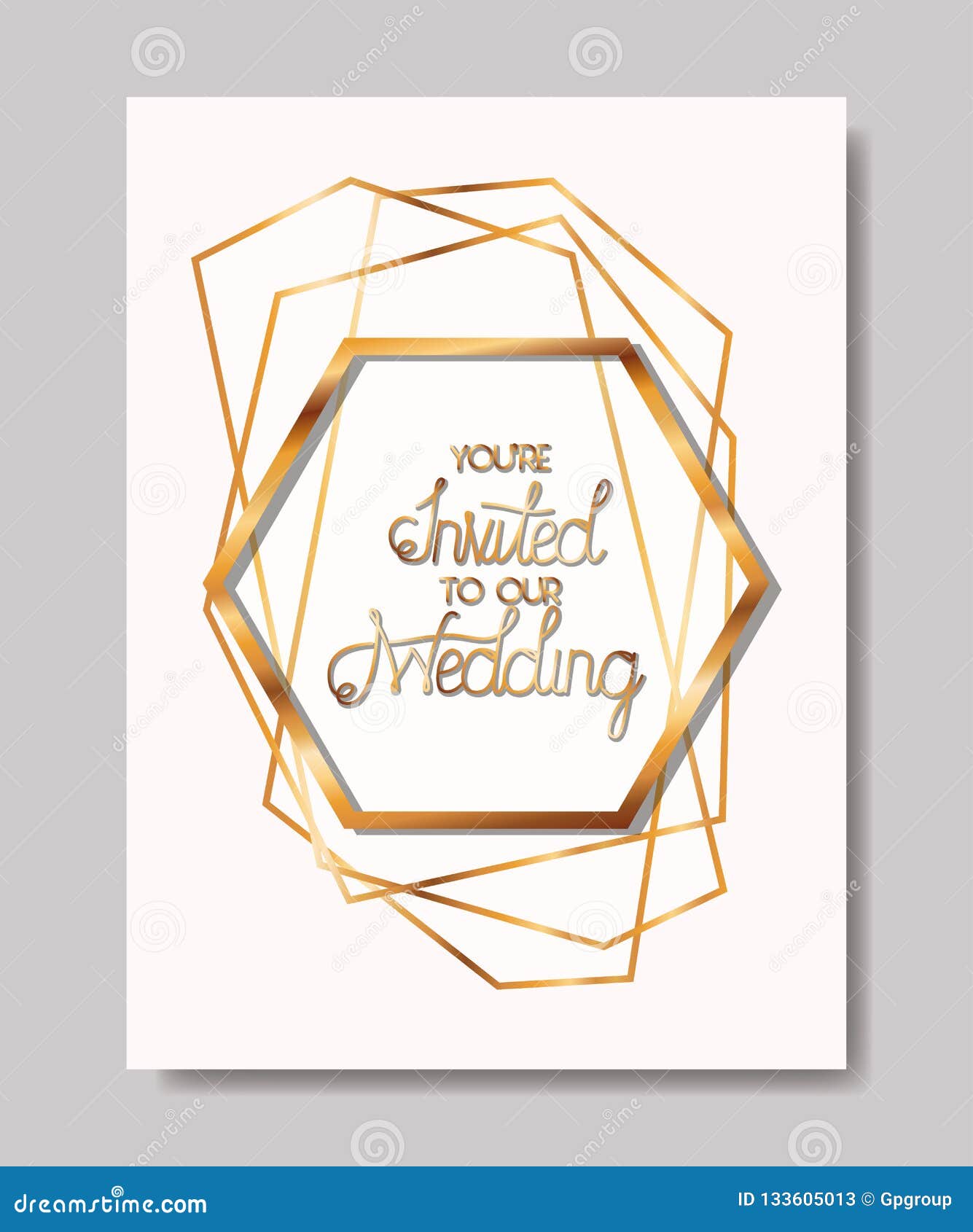 Wedding Invitation with Golden Frame Stock Vector - Illustration of ...