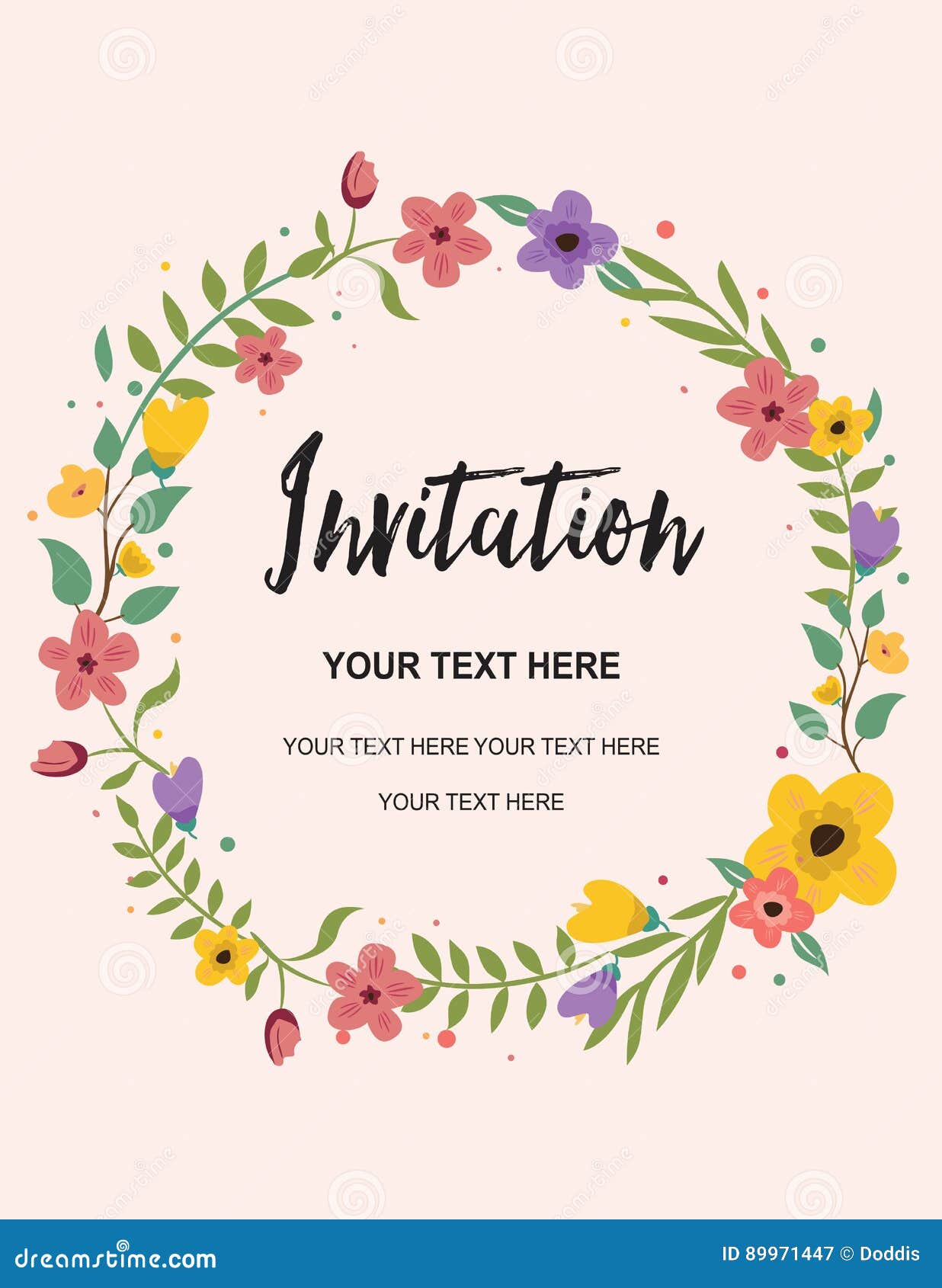 Wedding Invitation, Greeting Card. Circle Vector Background Template ...