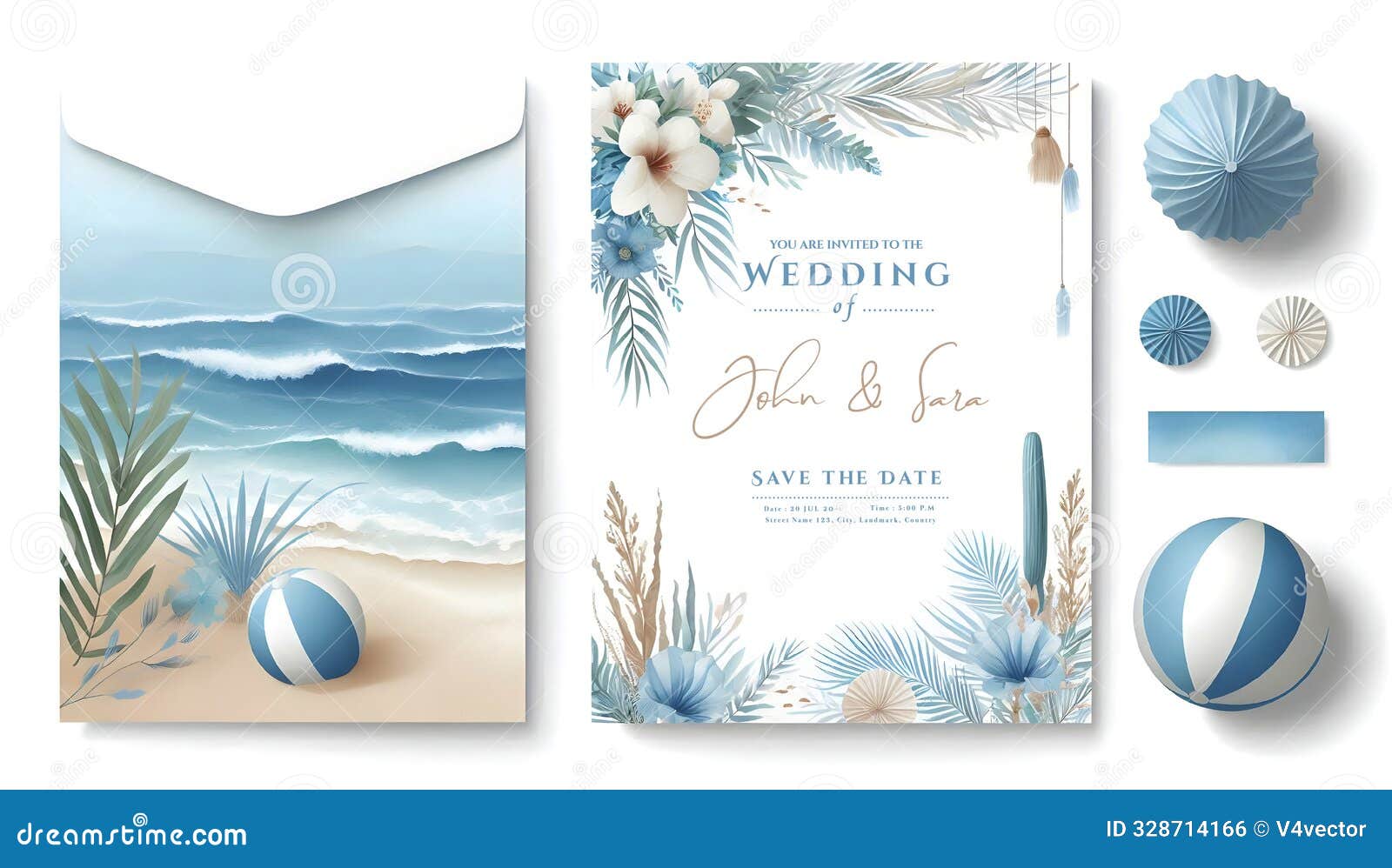 Beach Wedding Invitation. Wedding Cards, Invitation. Save the Date Sea ...