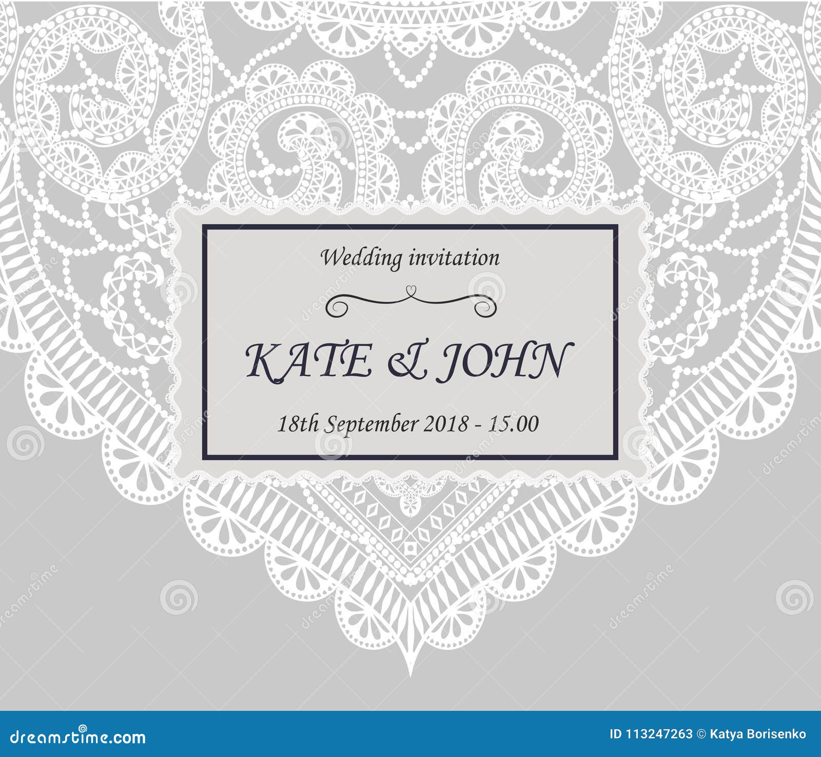 Wedding Invitation with Lace Stock Illustration - Illustration of ...