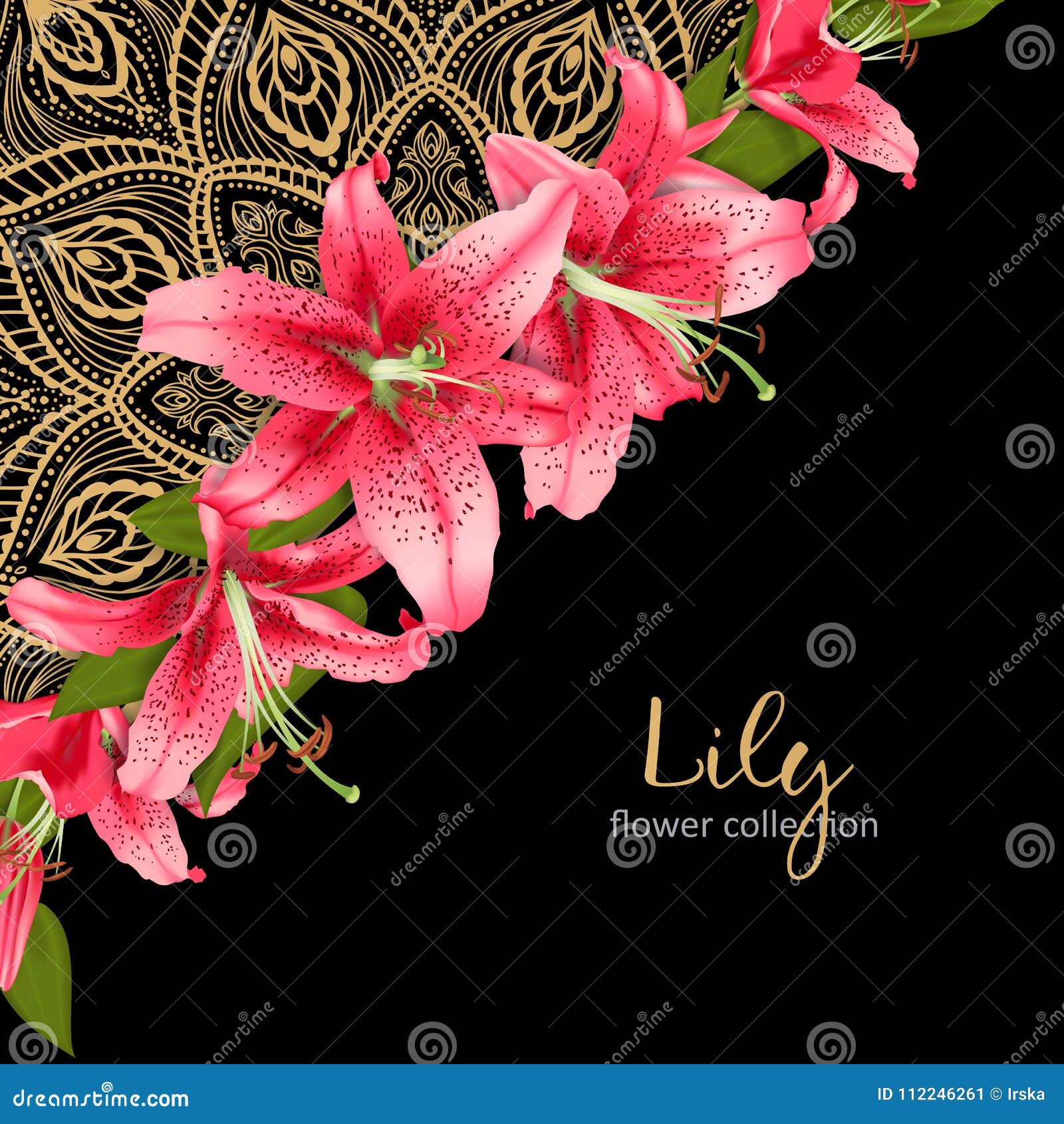 Wedding Invitation with Lily Flowers Stock Vector - Illustration of ...