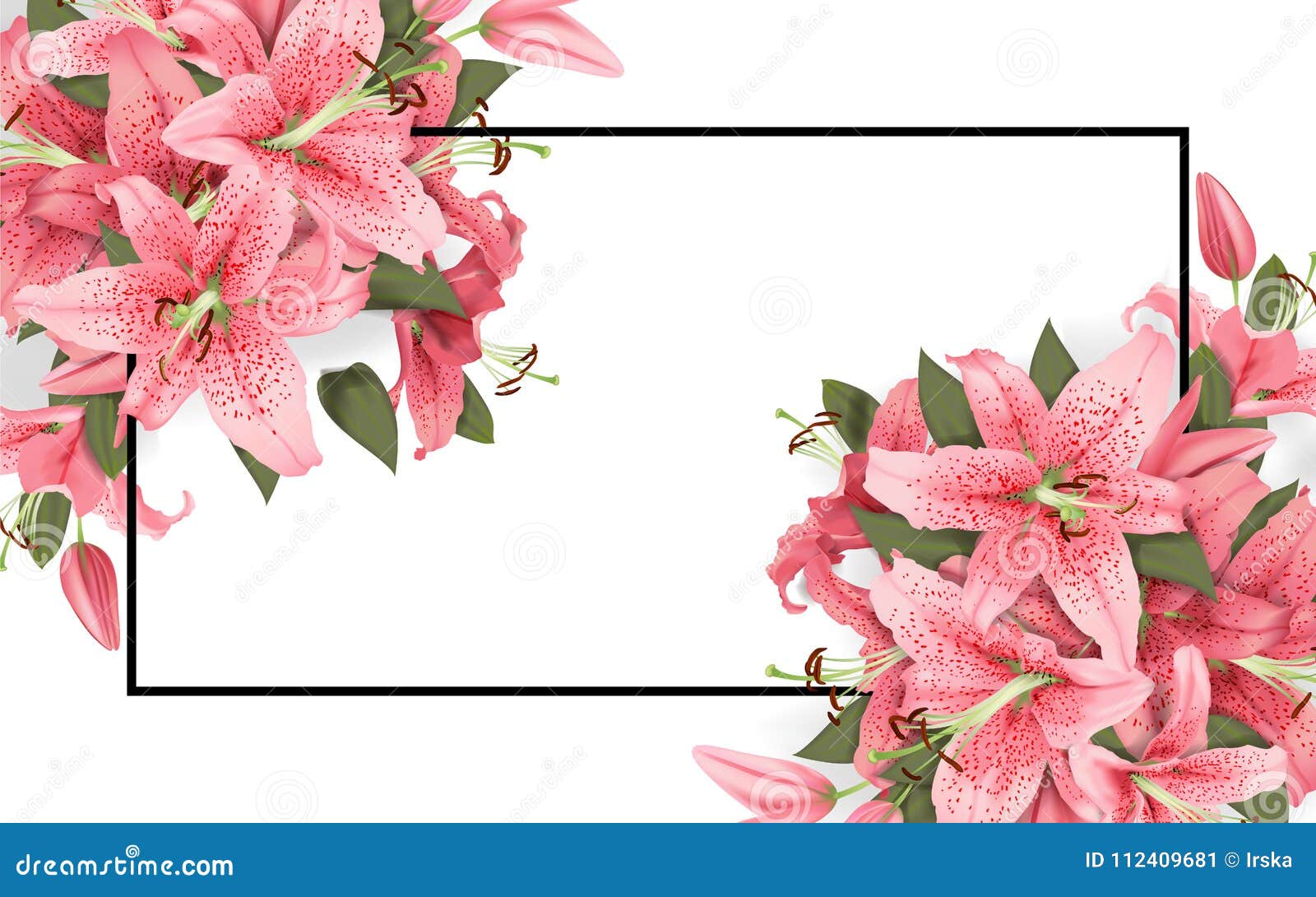 Wedding Invitation with Lily Flowers Stock Vector - Illustration of ...