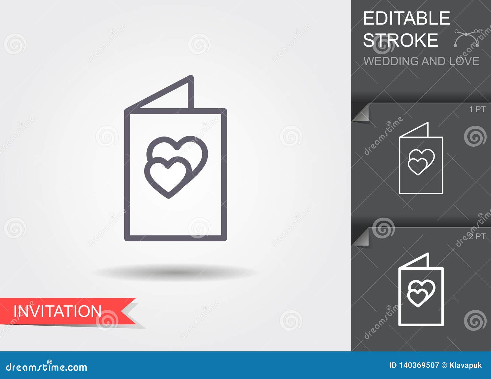 Wedding Invitation. Line Icon with Shadow and Editable Stroke Stock ...