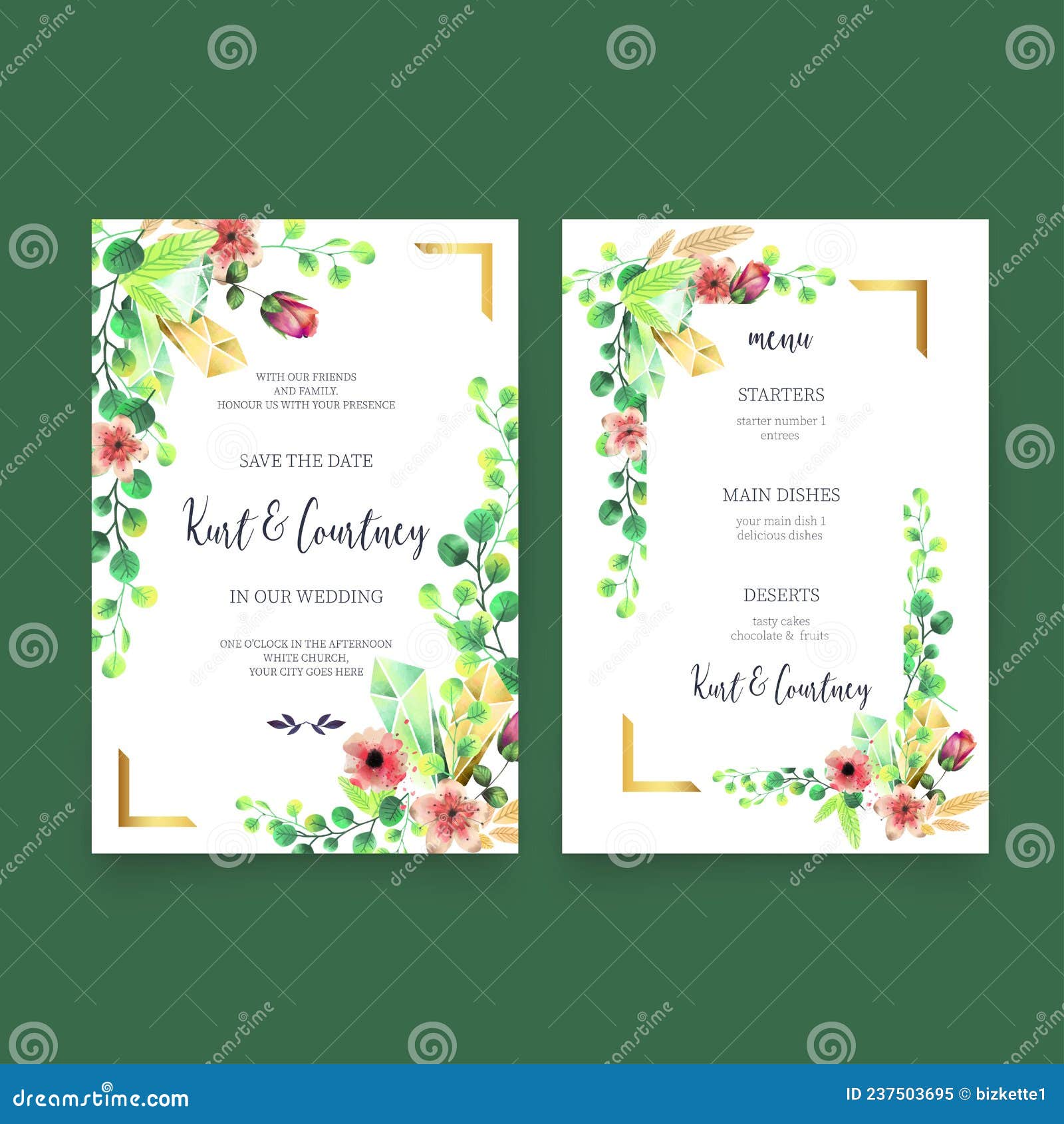 Wedding Invitation Menu Template Vector Illustration Stock Vector ...