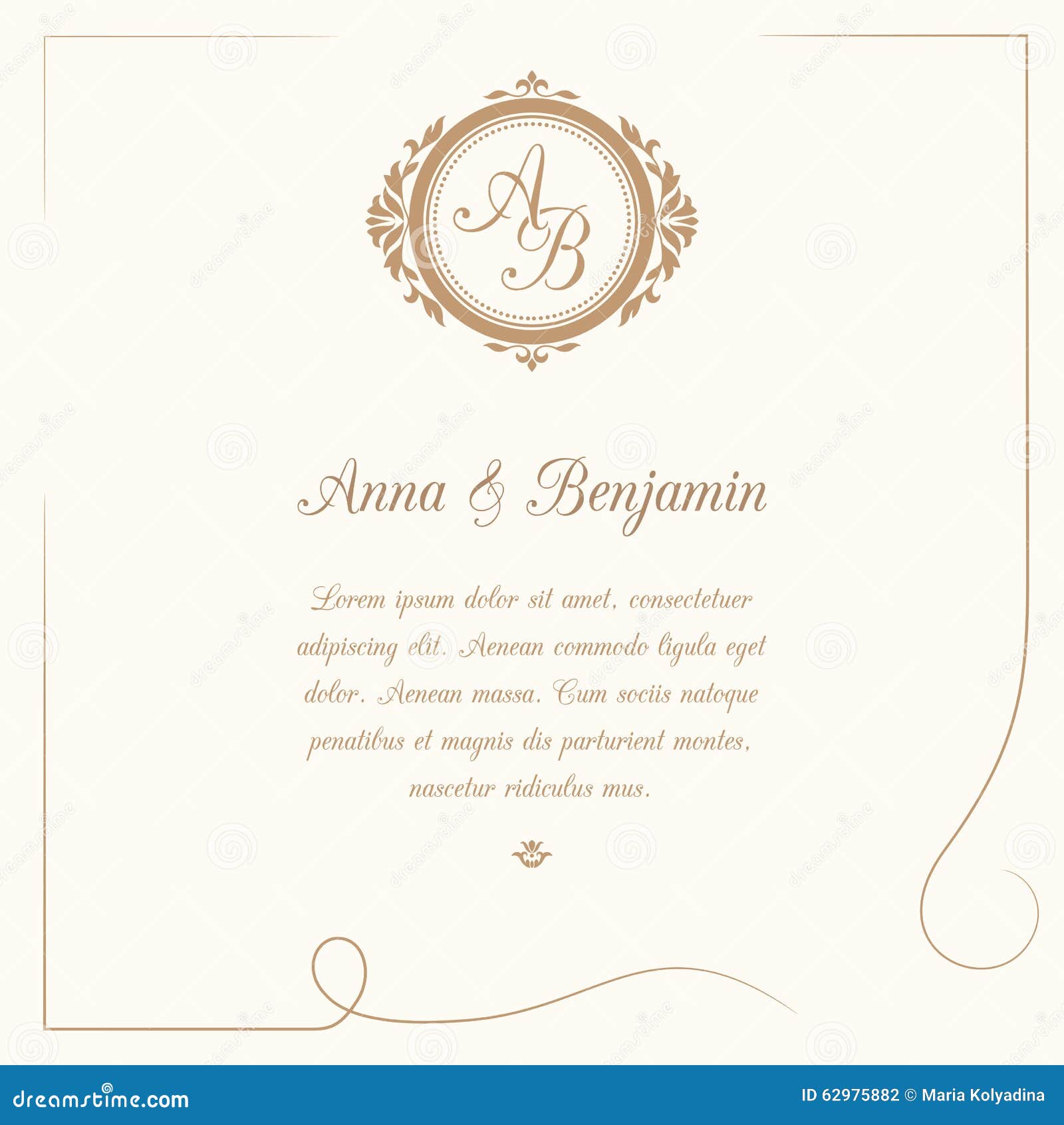 Wedding Invitation with Monogram Stock Vector - Illustration of ...