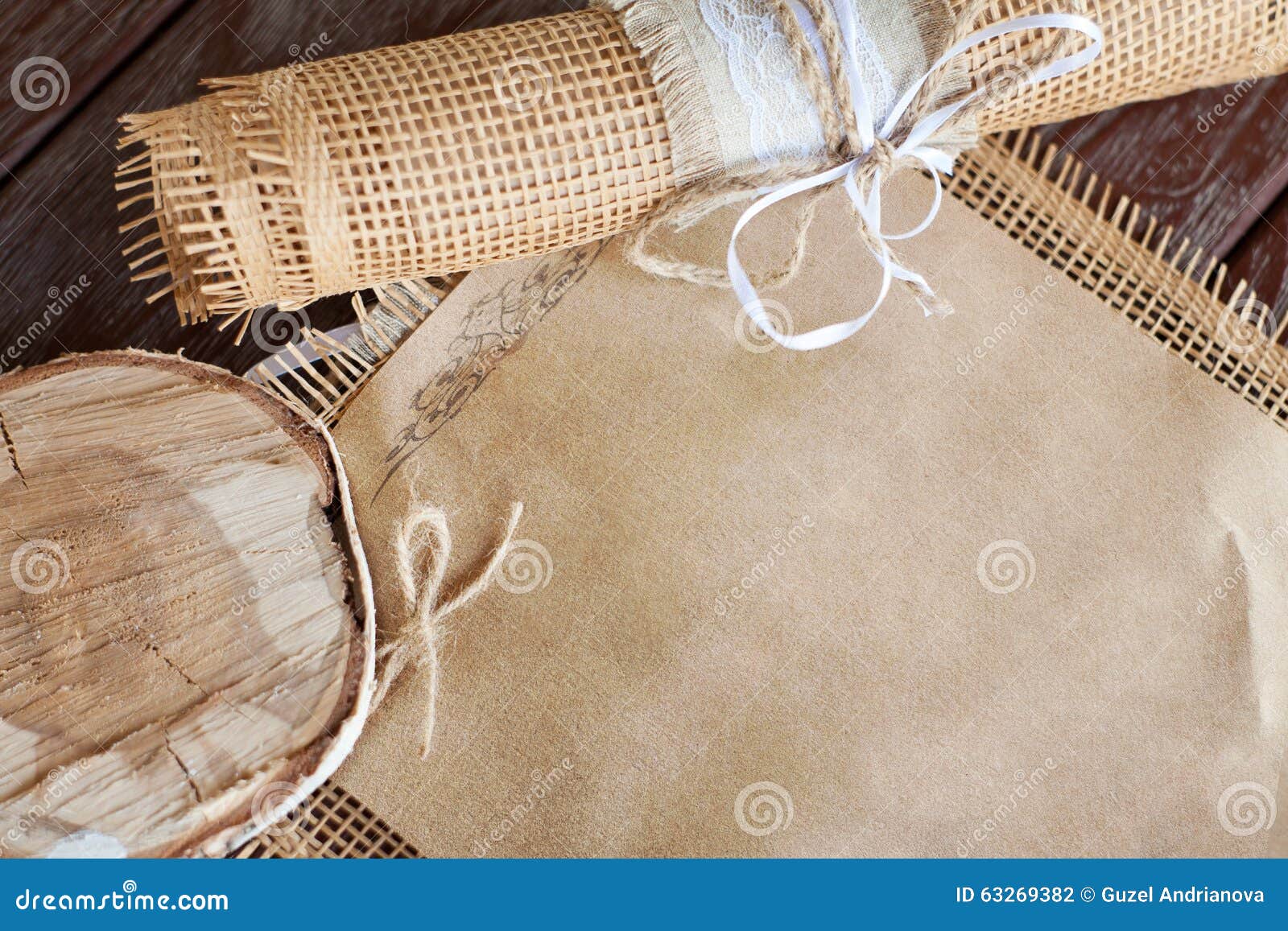 Wedding Invitation on Parchment Paper Stock Photo - Image of ribbon ...