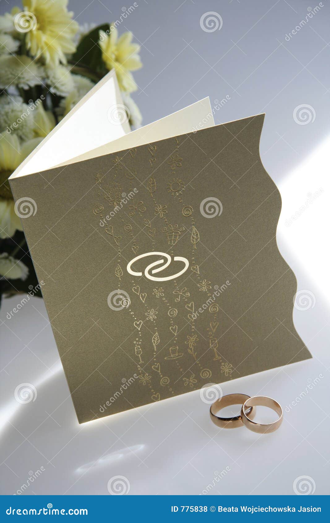 Wedding Invitation and Rings Stock Photo - Image of church, rings: 775838