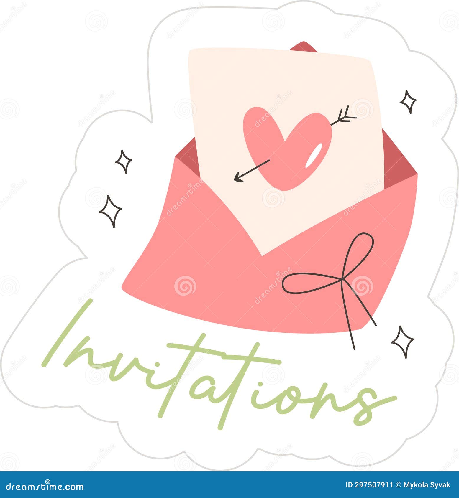 Wedding Invitation Sticker stock illustration. Illustration of border ...