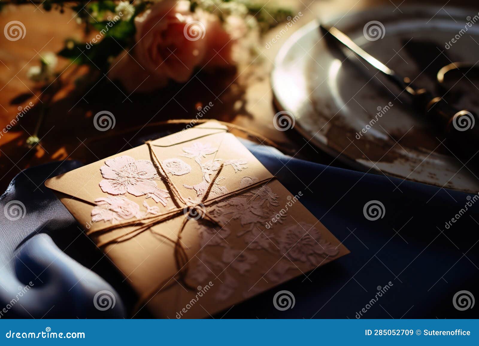 Wedding Invitation on a Table Stock Illustration - Illustration of ...
