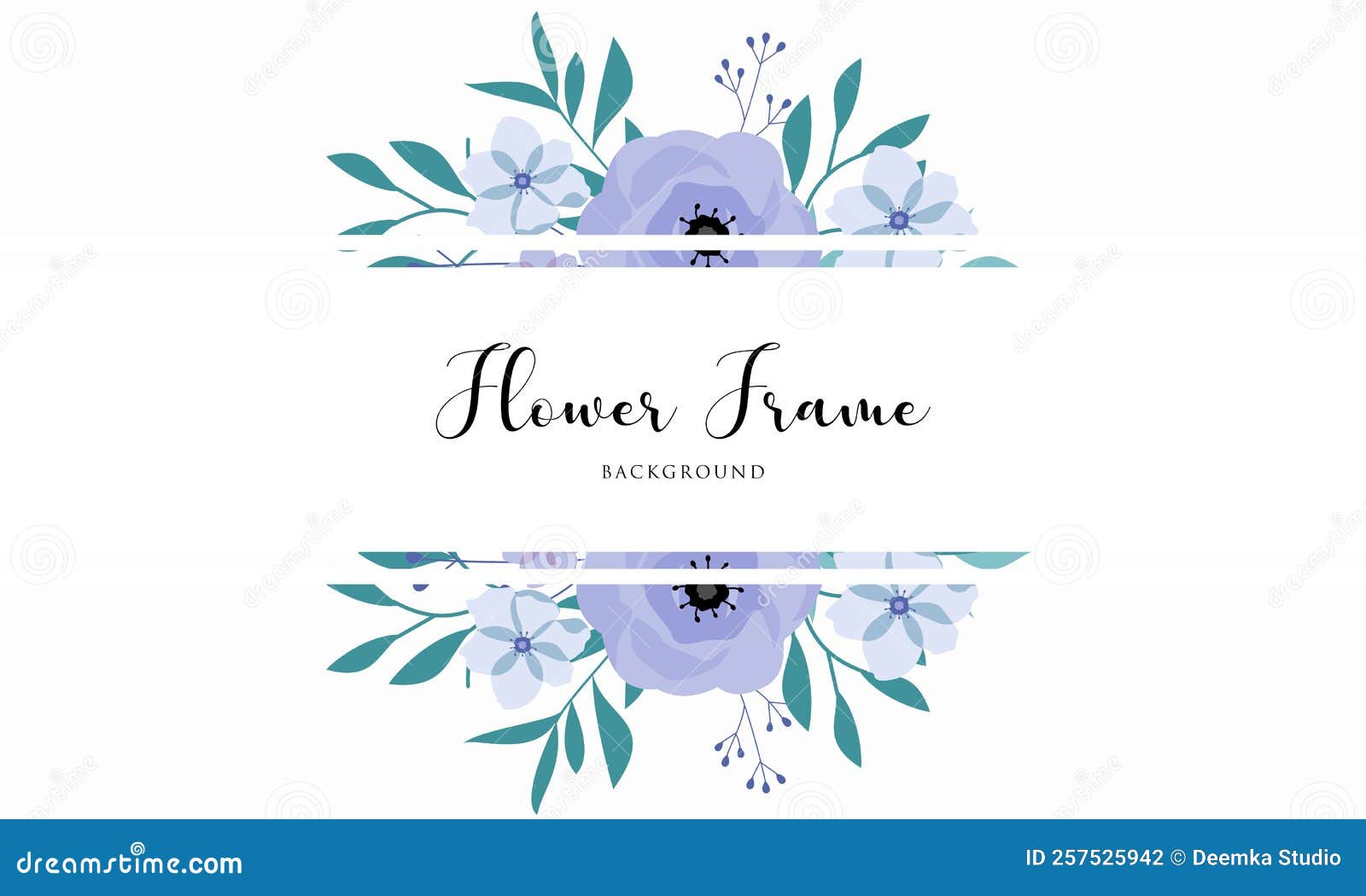 Wedding Invitation Template with Floral Frame Background Stock ...