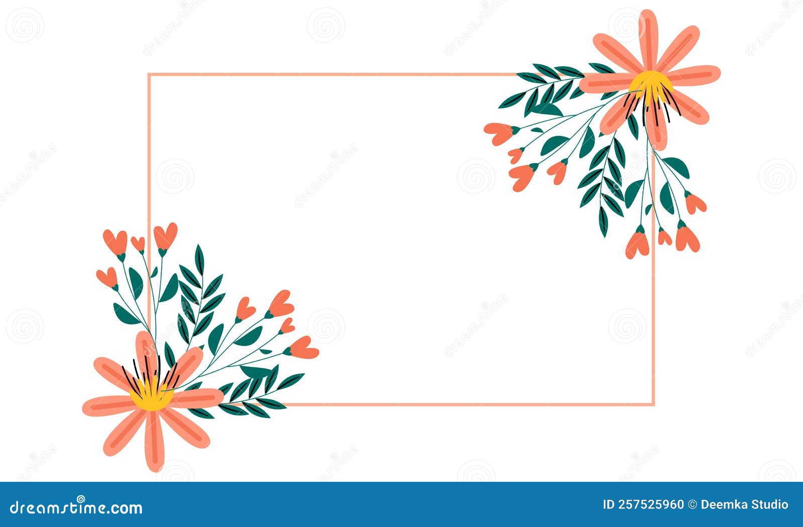 Wedding Invitation Template with Floral Frame Background Stock ...
