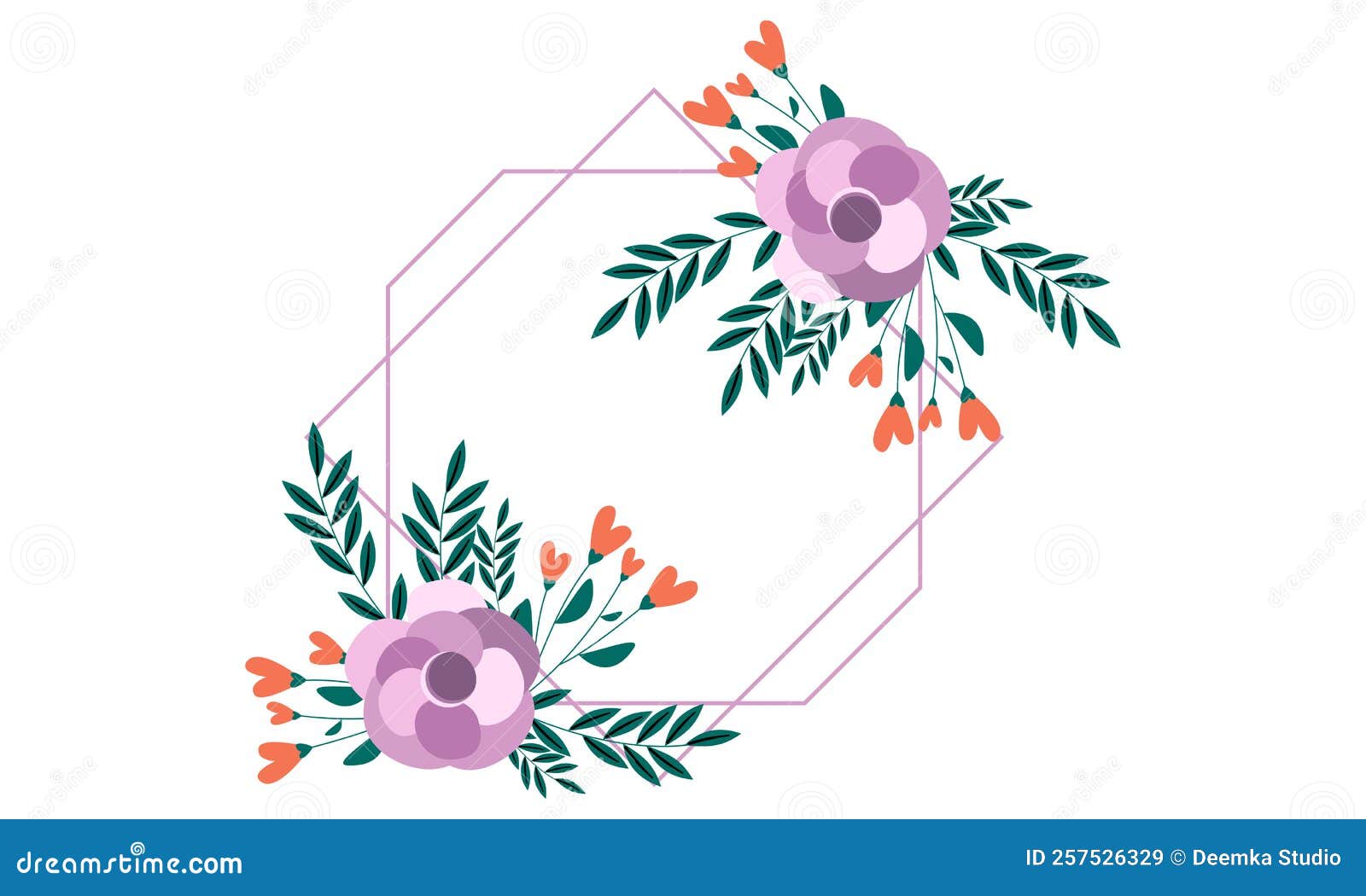 Wedding Invitation Template with Floral Frame Background Stock Vector ...
